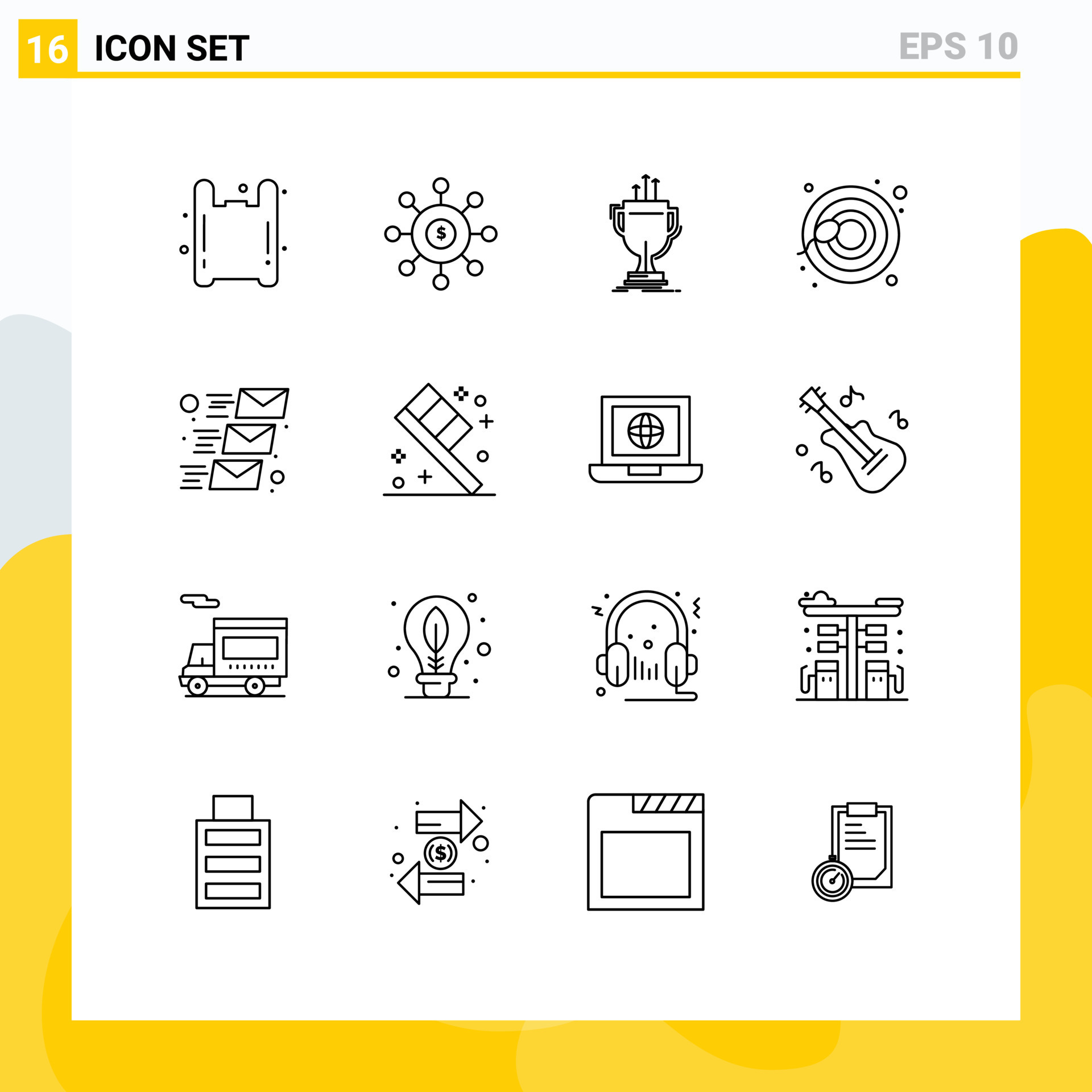 User Interface Pack Of 16 Basic Outlines Of Email Reproduction Financial Cells Edge Editable