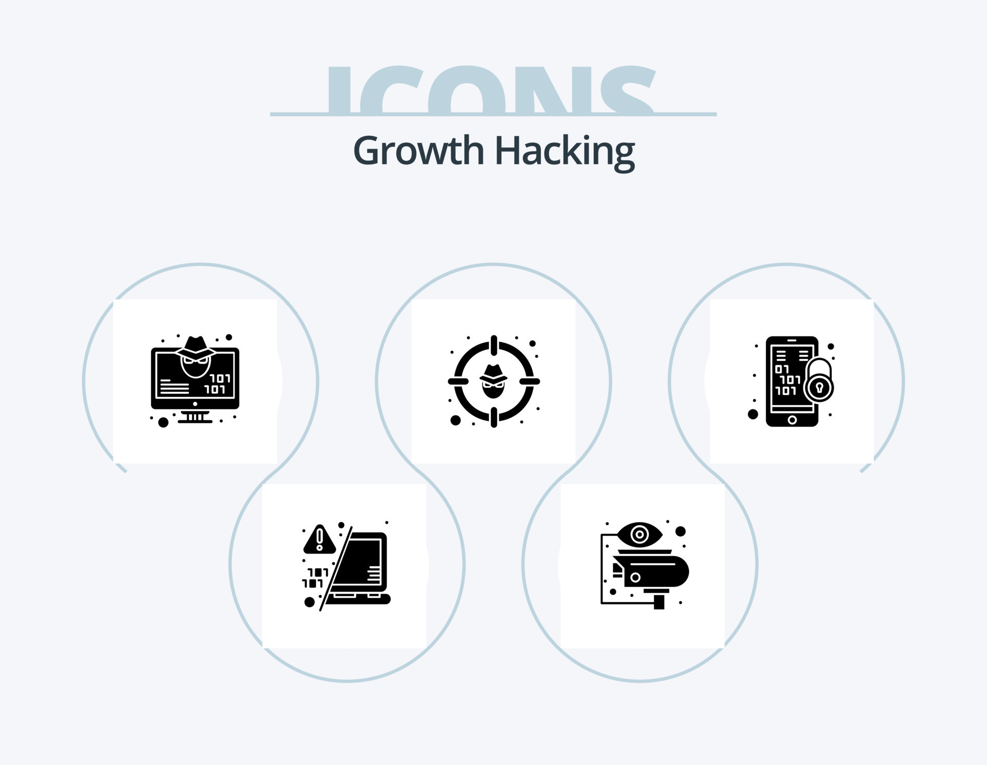 Hacking Glyph Icon Pack 5 Icon Design. target. hacker. view. goal. virus 16150539 Vector Art at ...