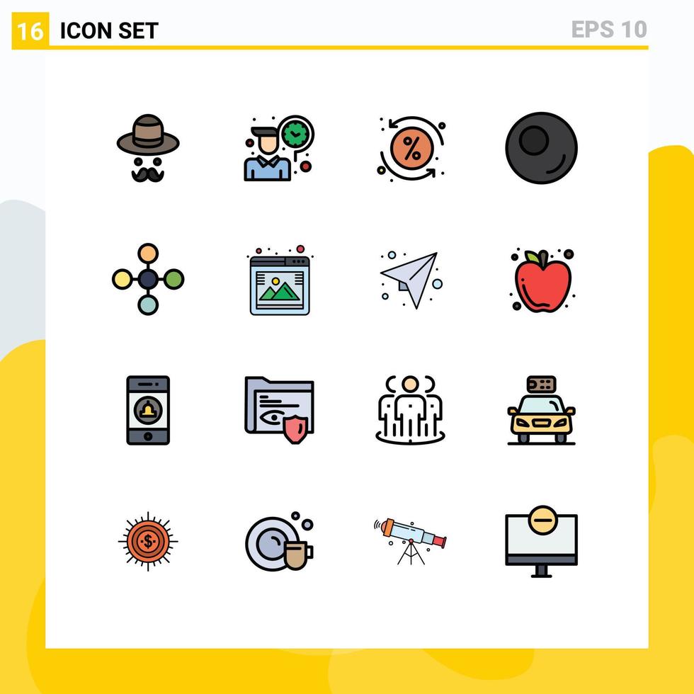 User Interface Pack Of 16 Basic Flat Color Filled Lines Of Share Link