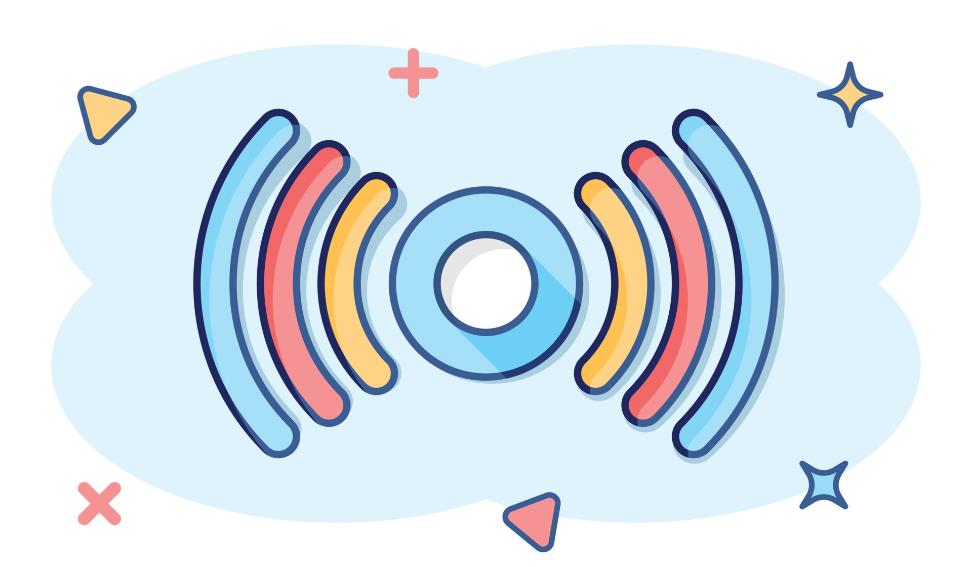 Motion sensor icon in comic style. Sensor waves vector cartoon ... Motion sensor icon in comic style. Sensor waves vector cartoon ...