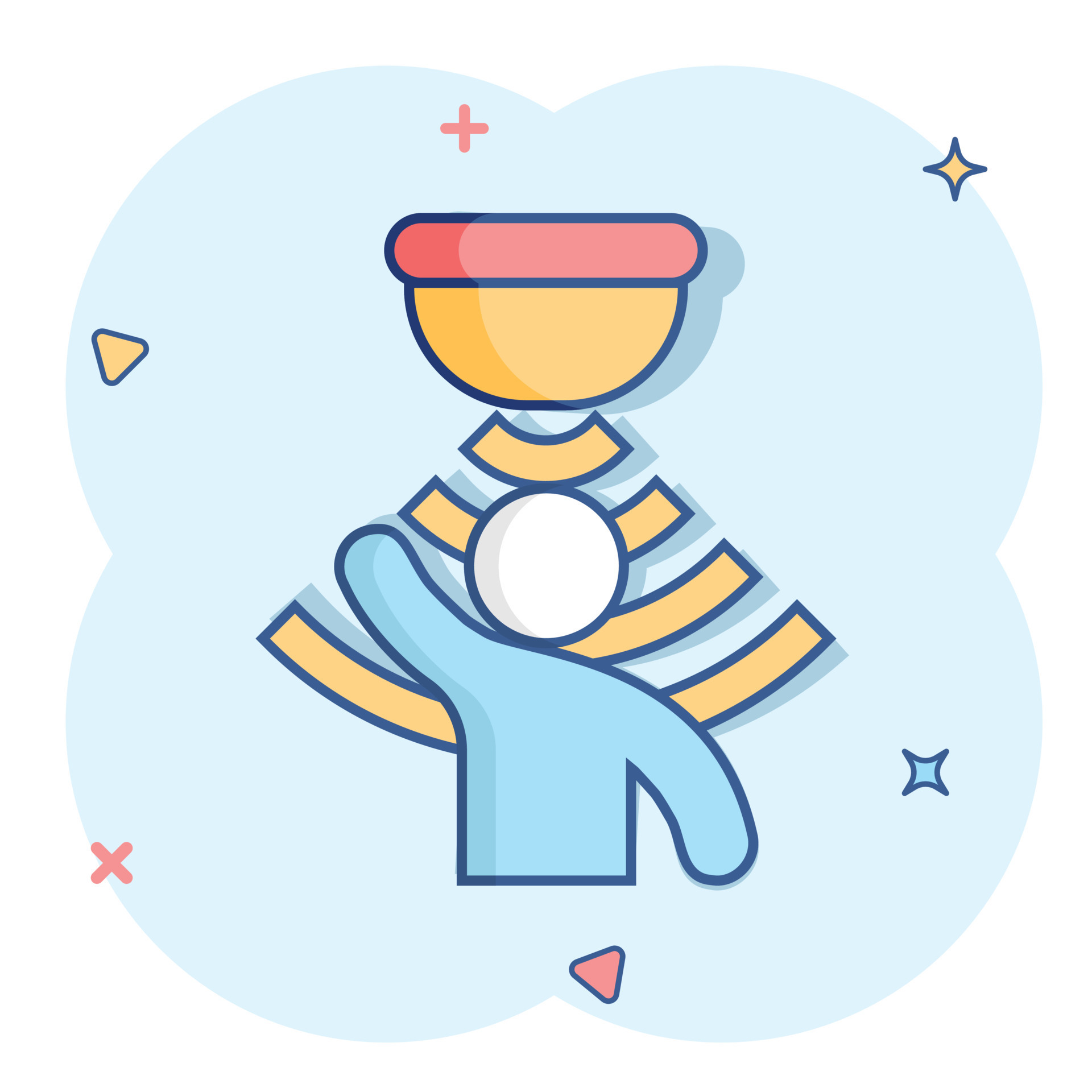 Motion Sensor Icon In Comic Style Sensor Waves With Man Vector Cartoon
