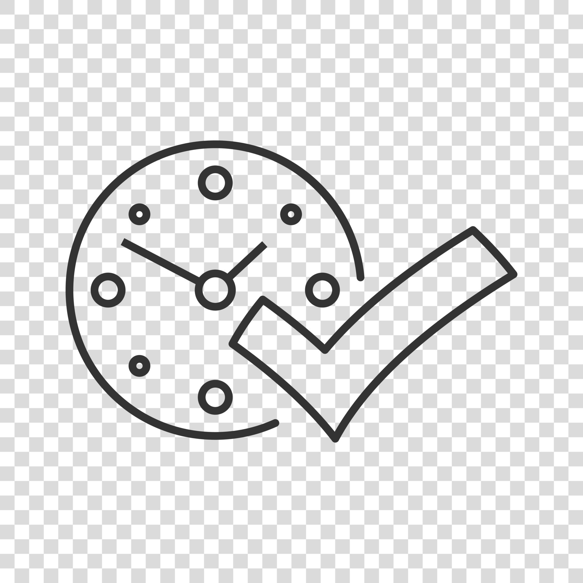 Clock Check Mark Icon In Flat Style Timer Approval Vector Illustration