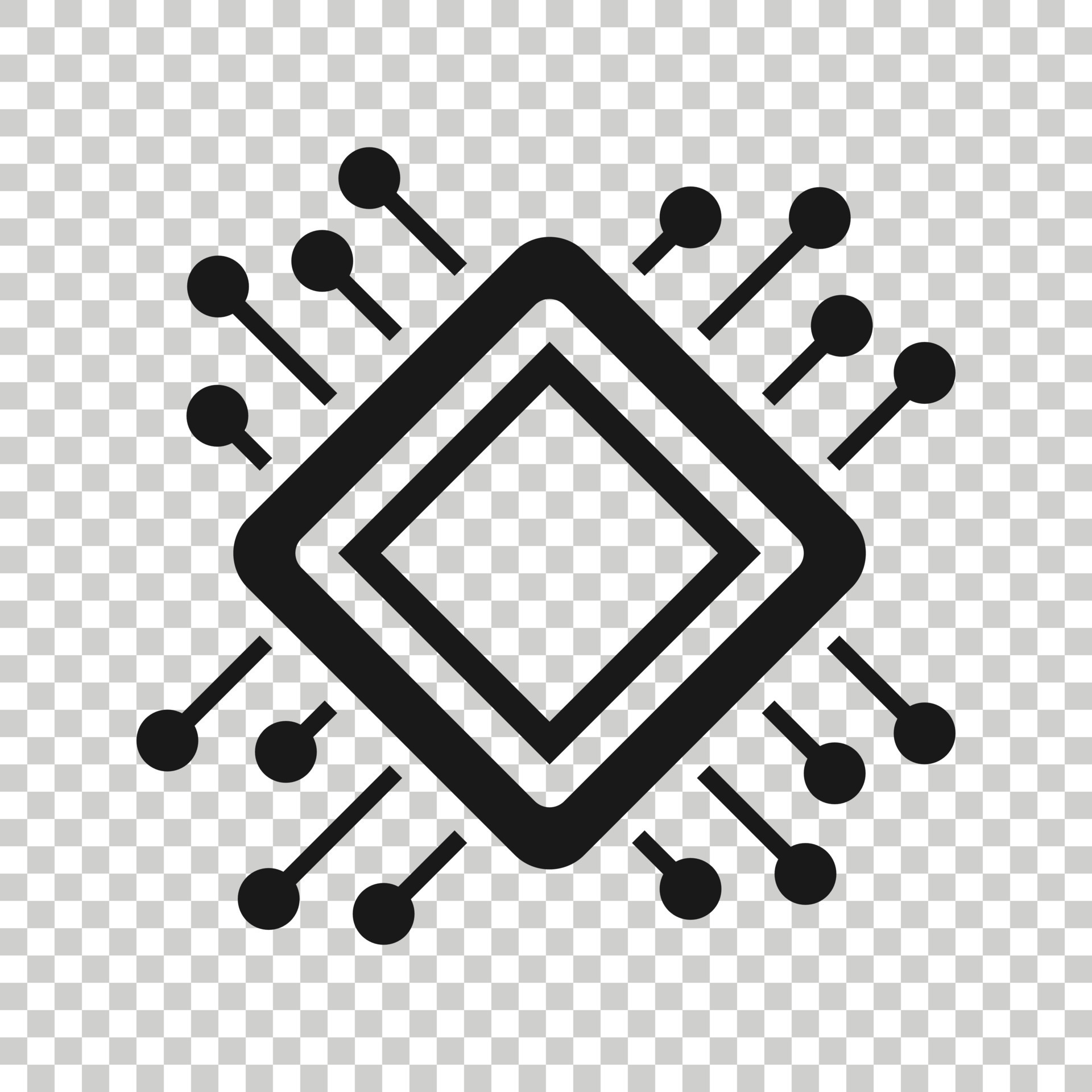 Computer Cpu Icon In Flat Style Circuit Board Vector Illustration On