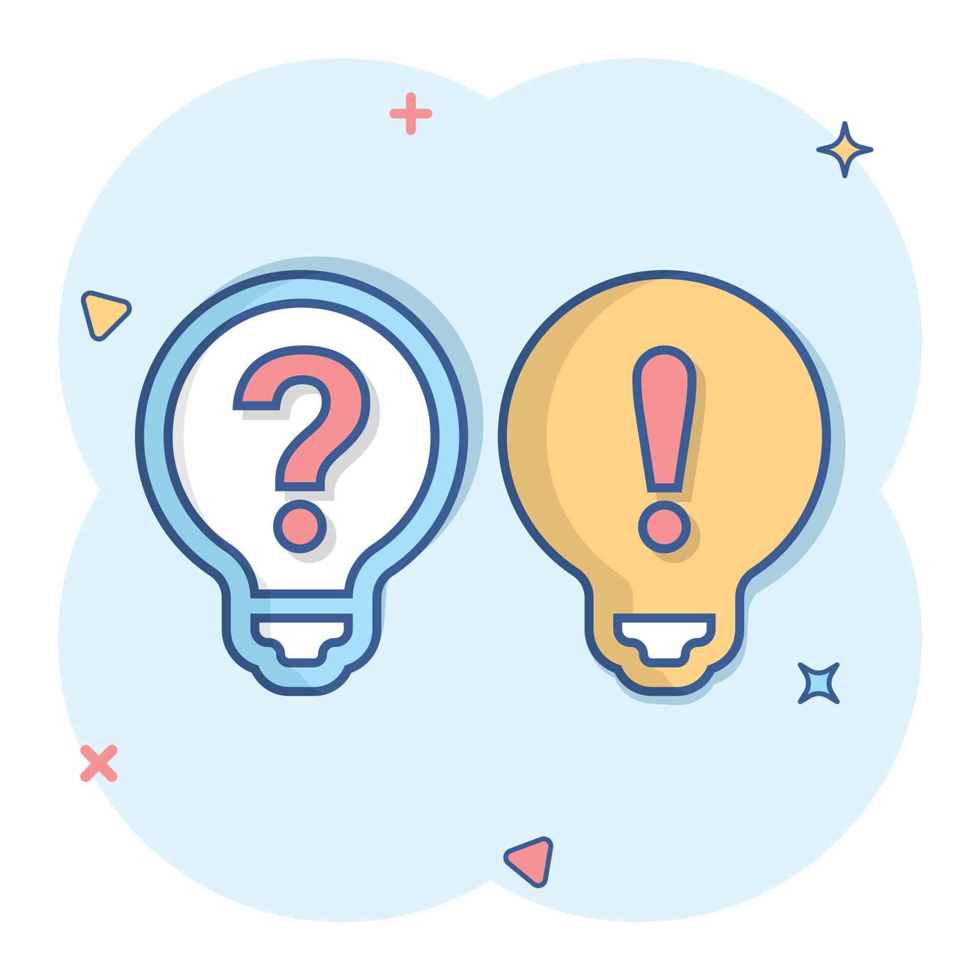 Problem solution icon in comic style. Light bulb idea vector cartoon ...