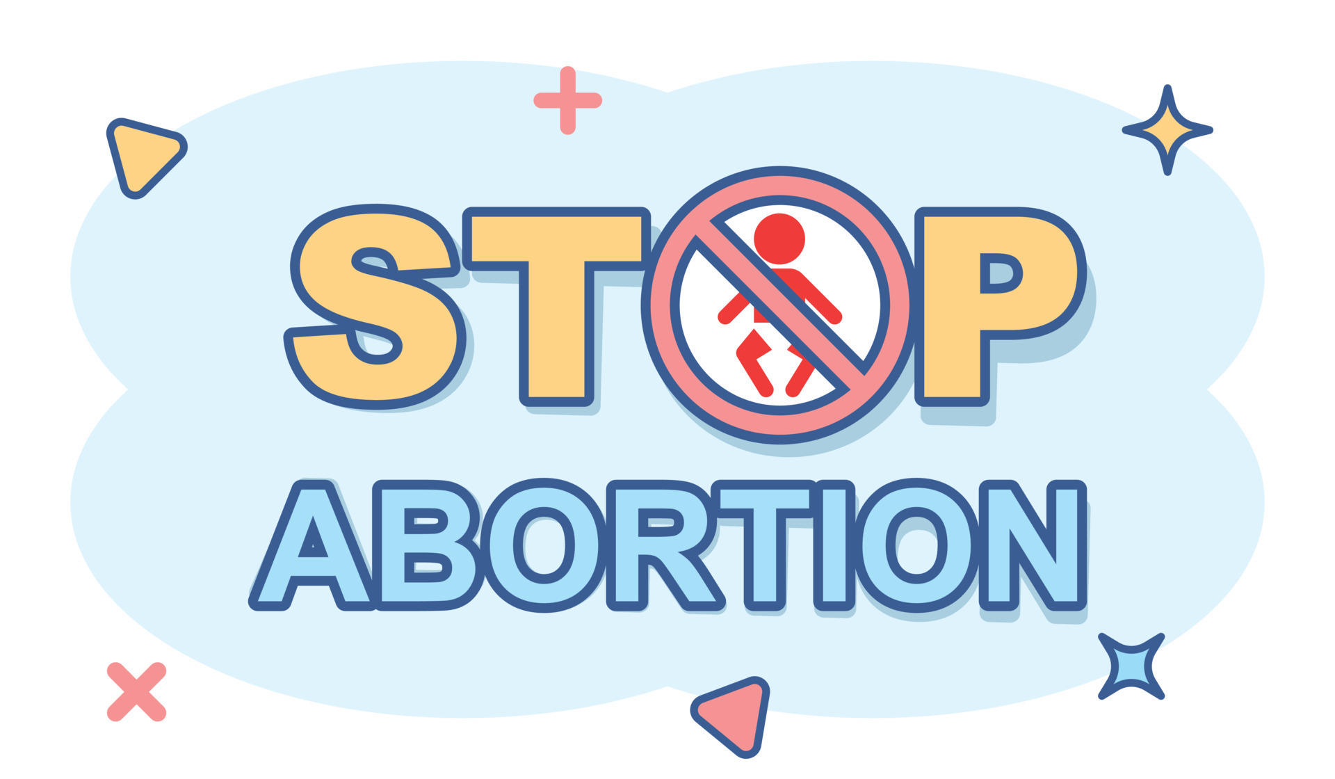 Stop abortion banner icon in comic style. Baby choice vector cartoon illustration on white ...