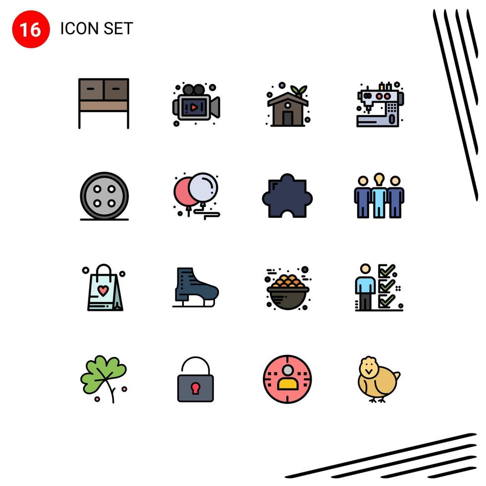 Editable Vector Line Pack of 16 Simple Flat Color Filled Lines of ...