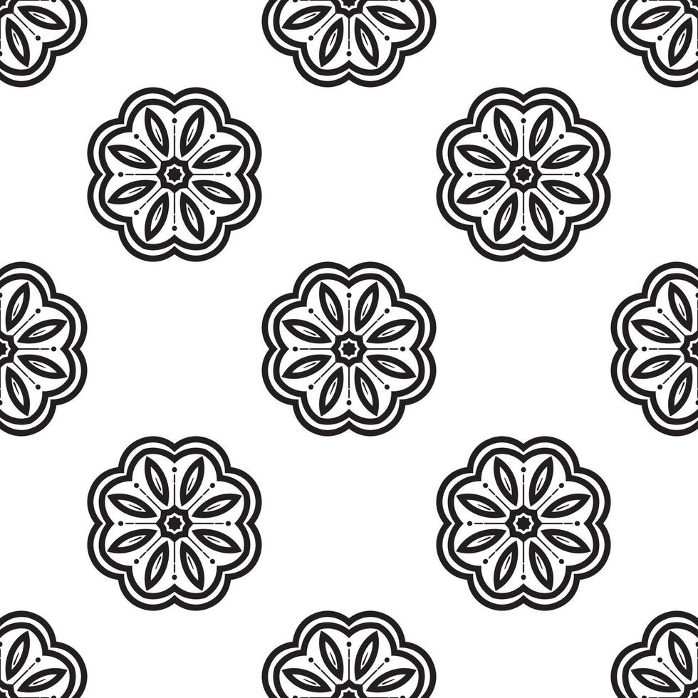 Creative mandala art Black and white Seamless Pattern. Seamless ...
