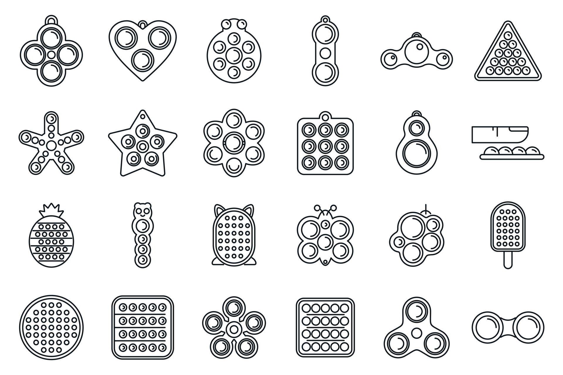 Antistress Toy Icons Set Outline Vector Dimple Sensory 16159325 Vector