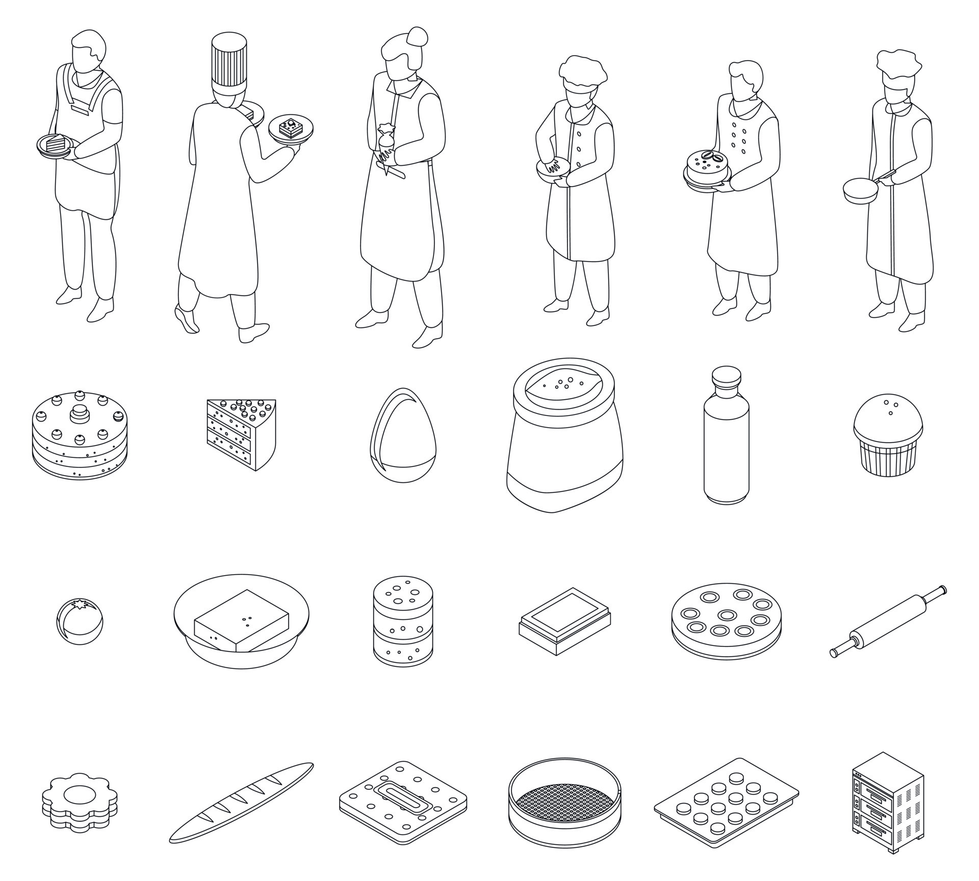 Confectioner icons set outline vector 16160852 Vector Art at Vecteezy Confectioner icons set outline vector 16160852 Vector Art at Vecteezy