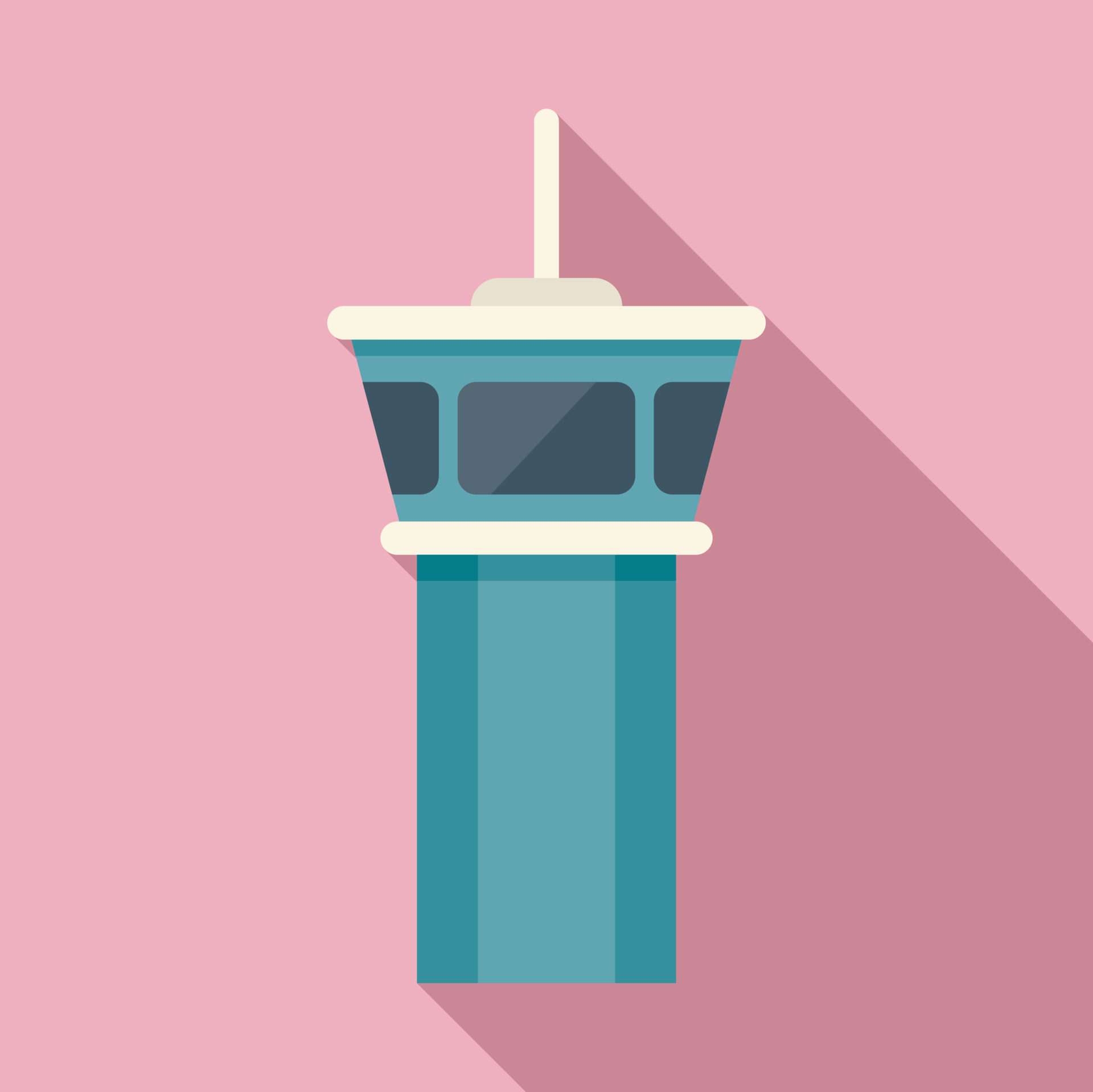 Airport tower icon flat vector. Airplane flight 16160956 Vector Art at ...