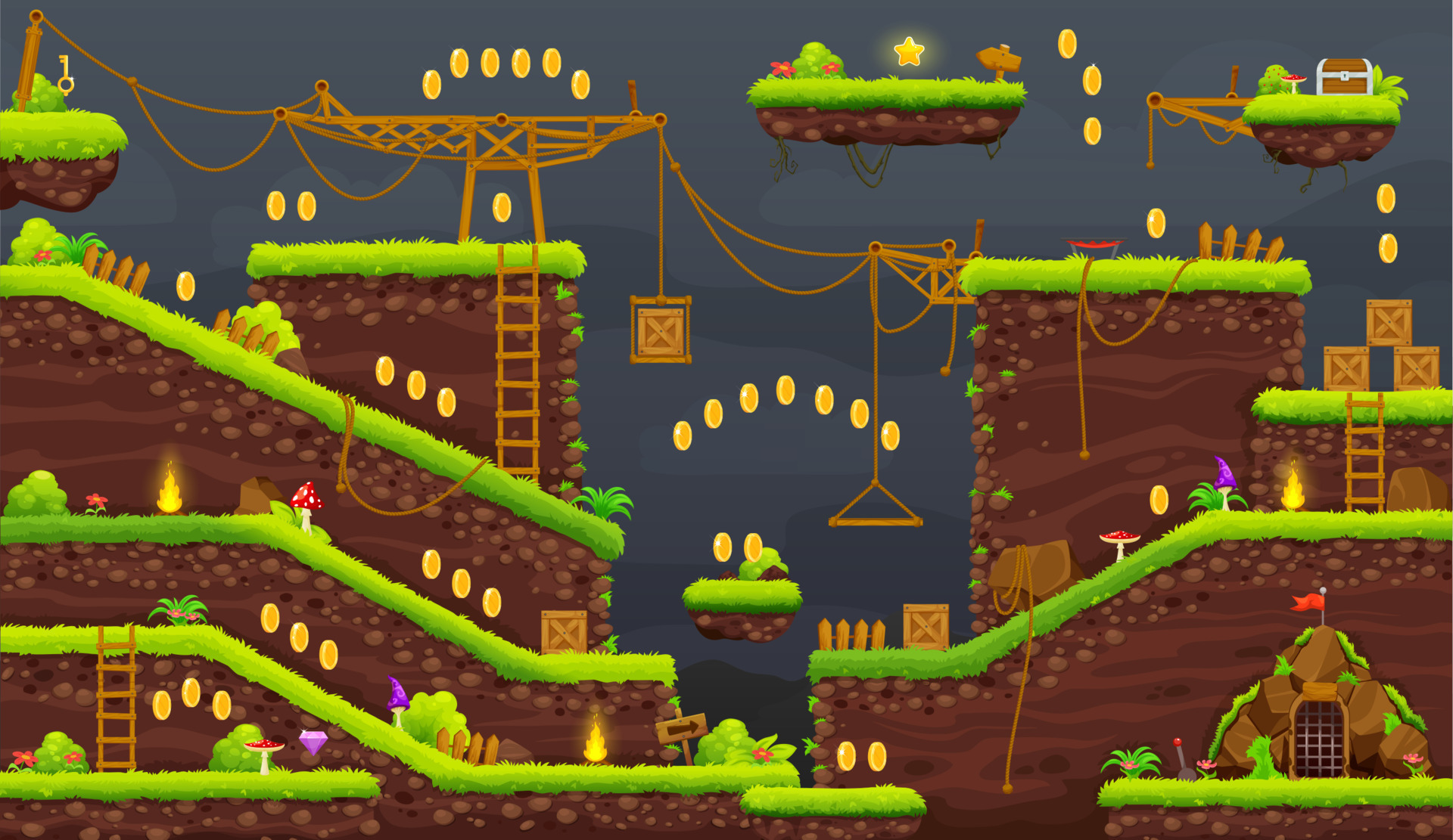 2d Arcade Game Night Or Underground Interface 16162436 Vector Art At