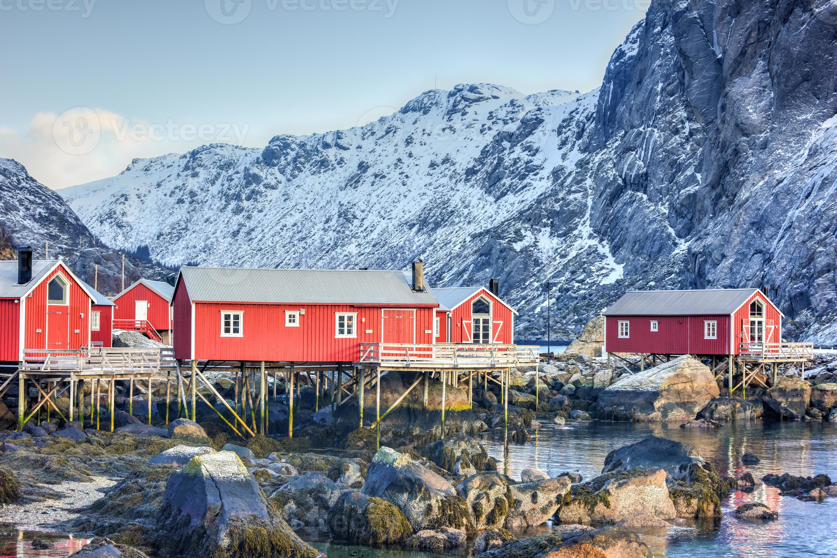 The town of Nusfjord in the Lofoten Islands, Norway in the winter. 16162707 Stock Photo at Vecteezy