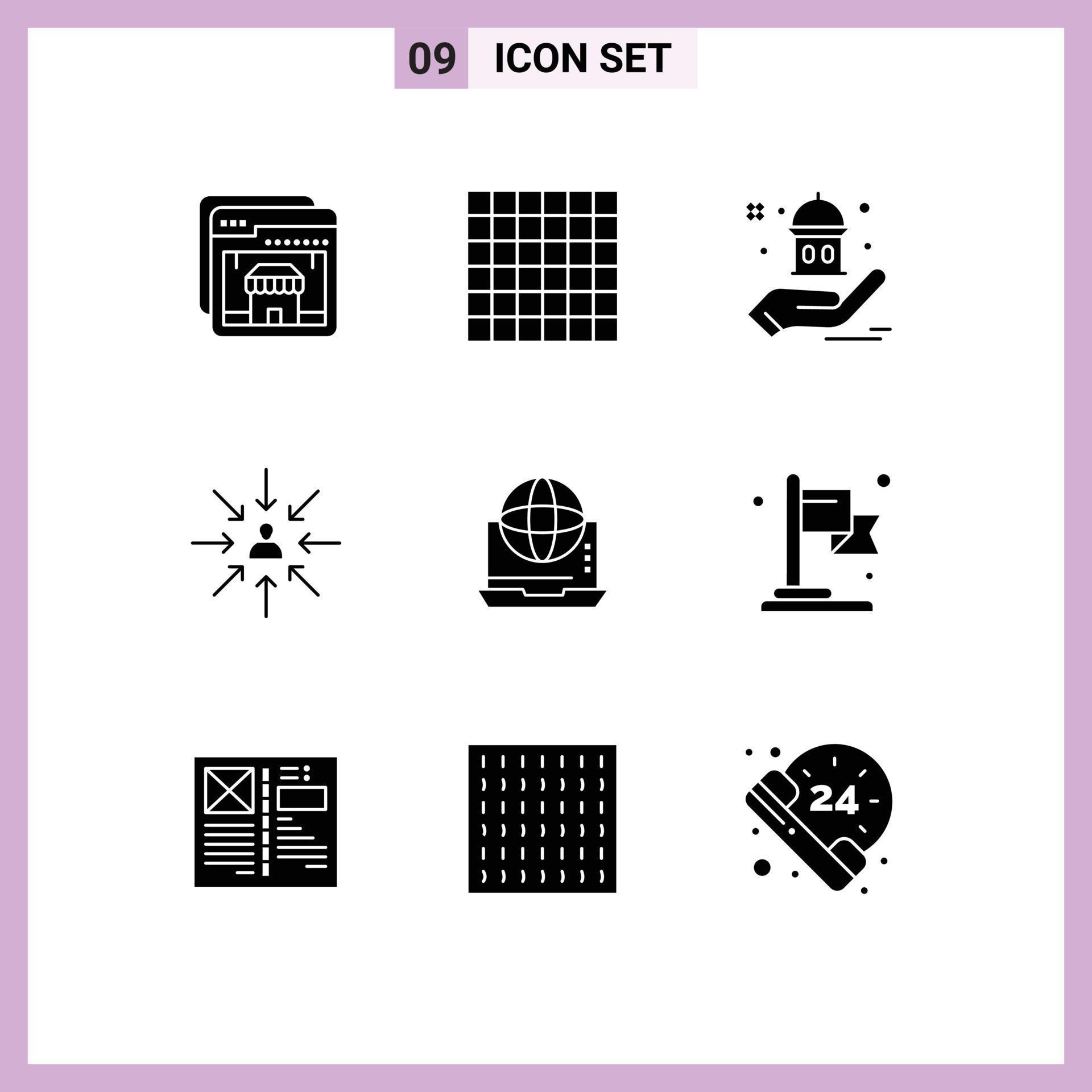 User Interface Pack of 9 Basic Solid Glyphs of communication internet help selection choose ...