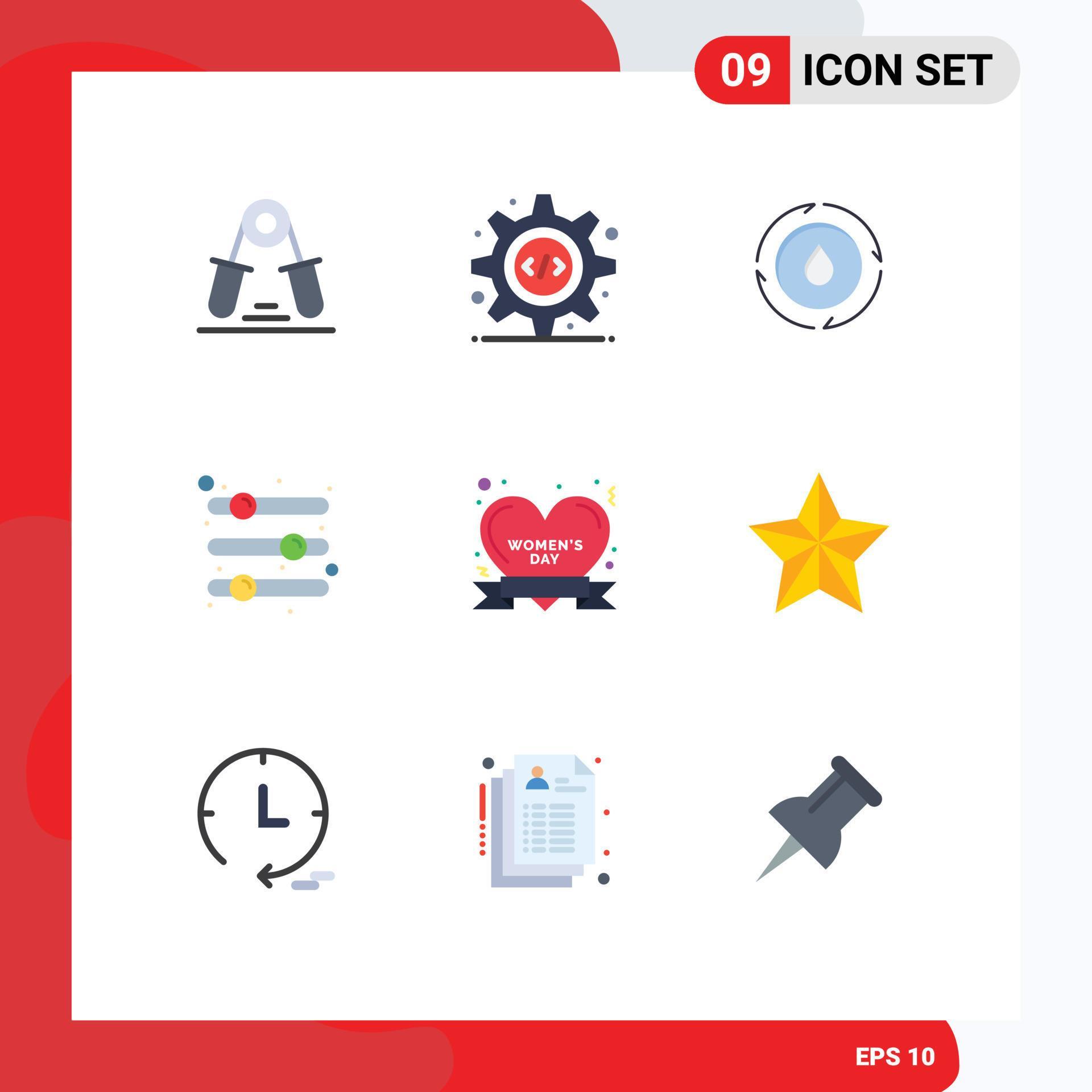 Editable Vector Line Pack of 9 Simple Flat Colors of slider options ...