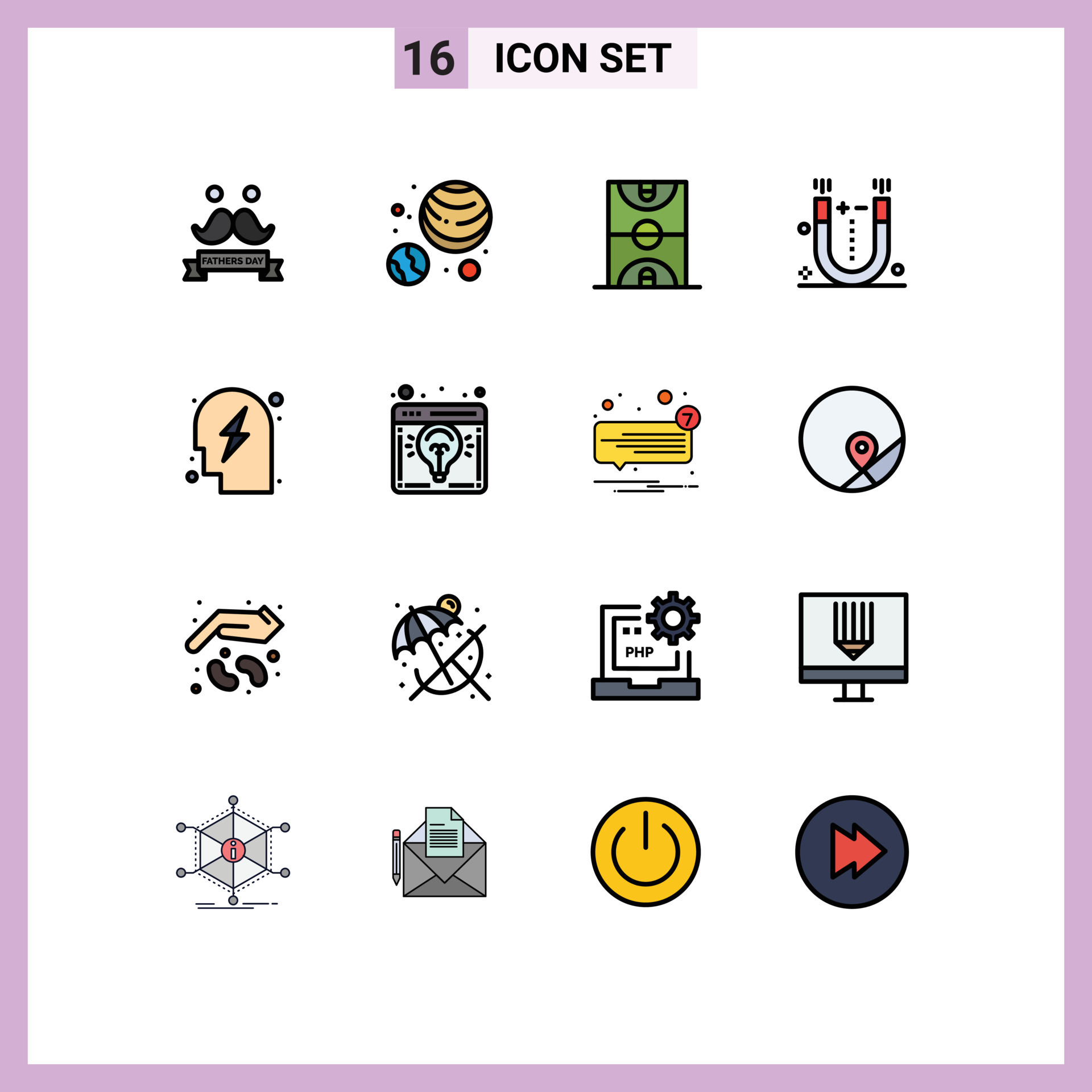 Editable Vector Line Pack of 16 Simple Flat Color Filled Lines of ...