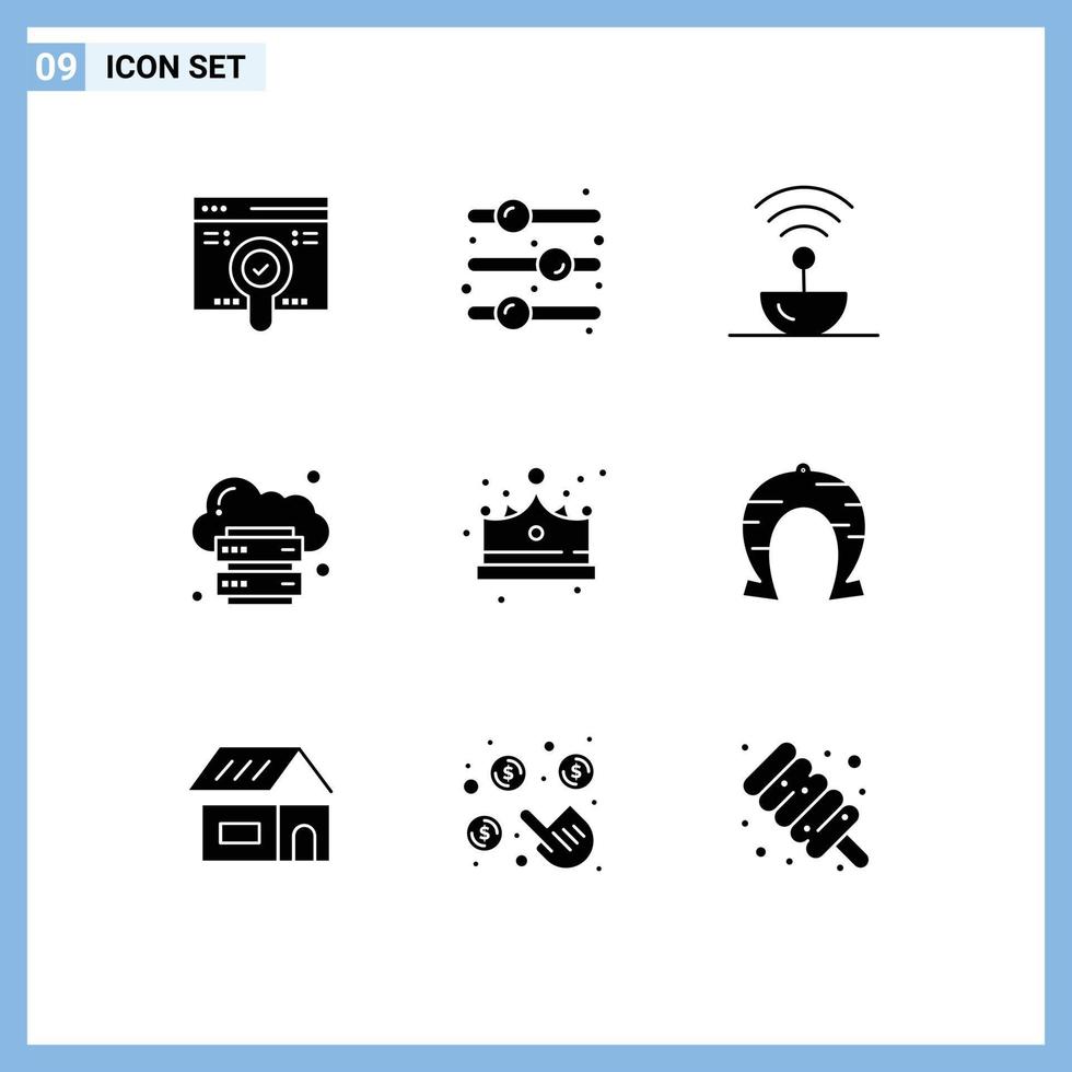 Set Of 9 Vector Solid Glyphs On Grid For Platform Infrastructure Antenna Hosting Space Editable