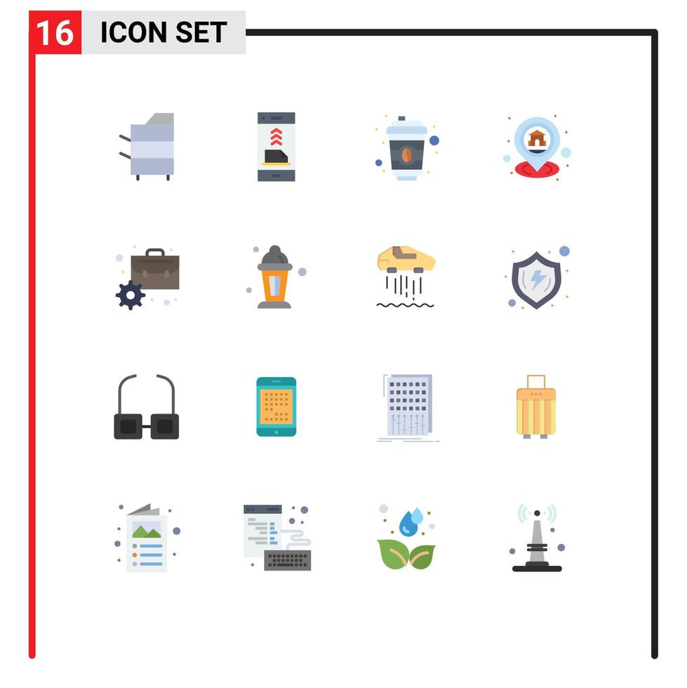 Editable Vector Line Pack Of 16 Simple Flat Colors Of Navigation Location File Home Starbucks