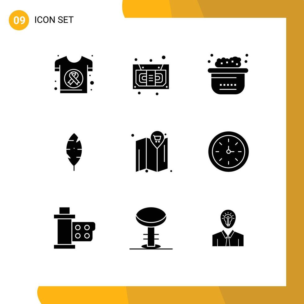 User Interface Pack Of 9 Basic Solid Glyphs Of Location Write Recorder Ink Clean Editable Vector