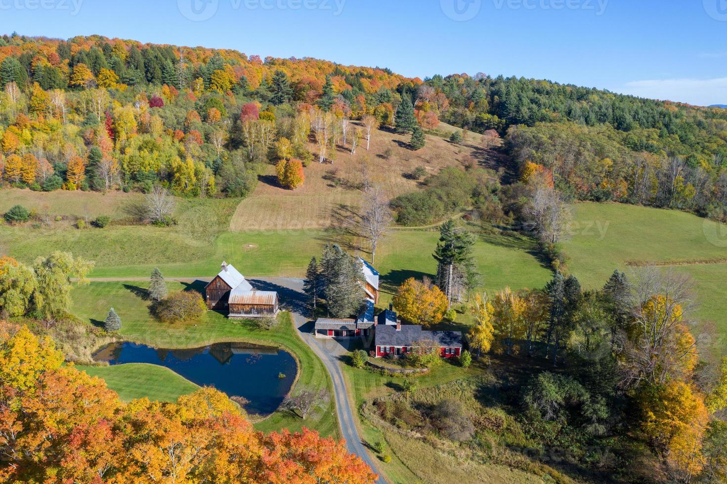 Overlooking a peaceful New England Farm in the autumn, Woodstock ...