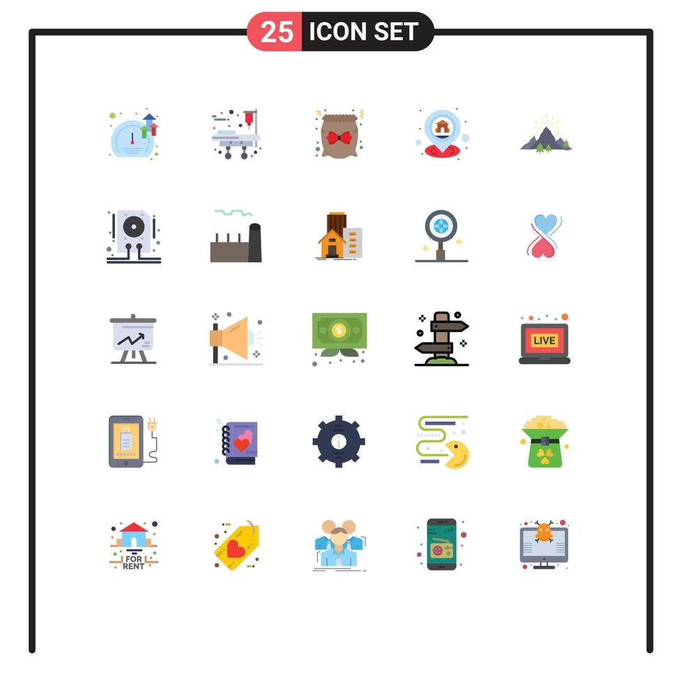 Editable Vector Line Pack Of 25 Simple Flat Colors Of Landscape Navigation Candy Map Home