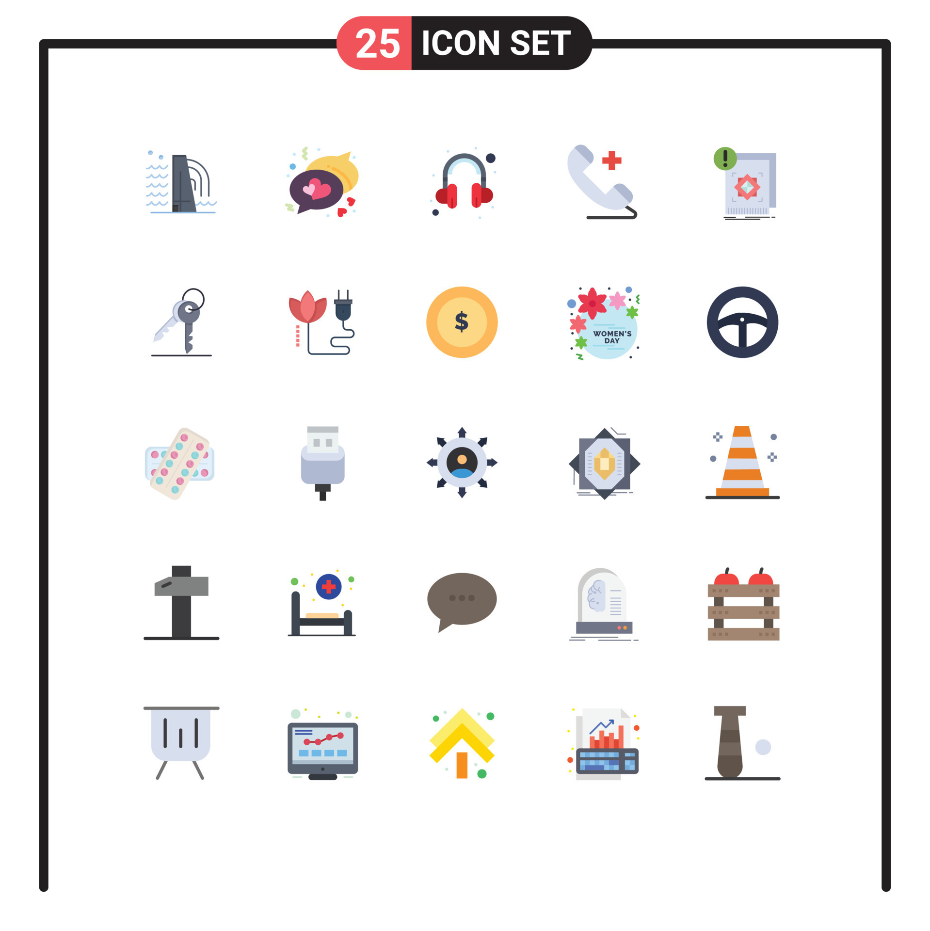 Set Of 25 Modern Ui Icons Symbols Signs For Information Standard Help Structure Plus Editable