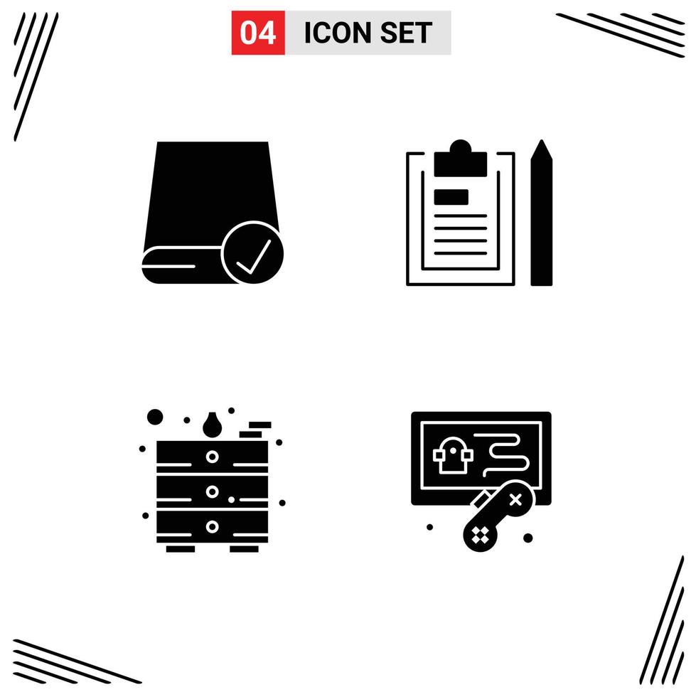 User Interface Pack Of 4 Basic Solid Glyphs Of Computers Plan Drive Document Office Editable