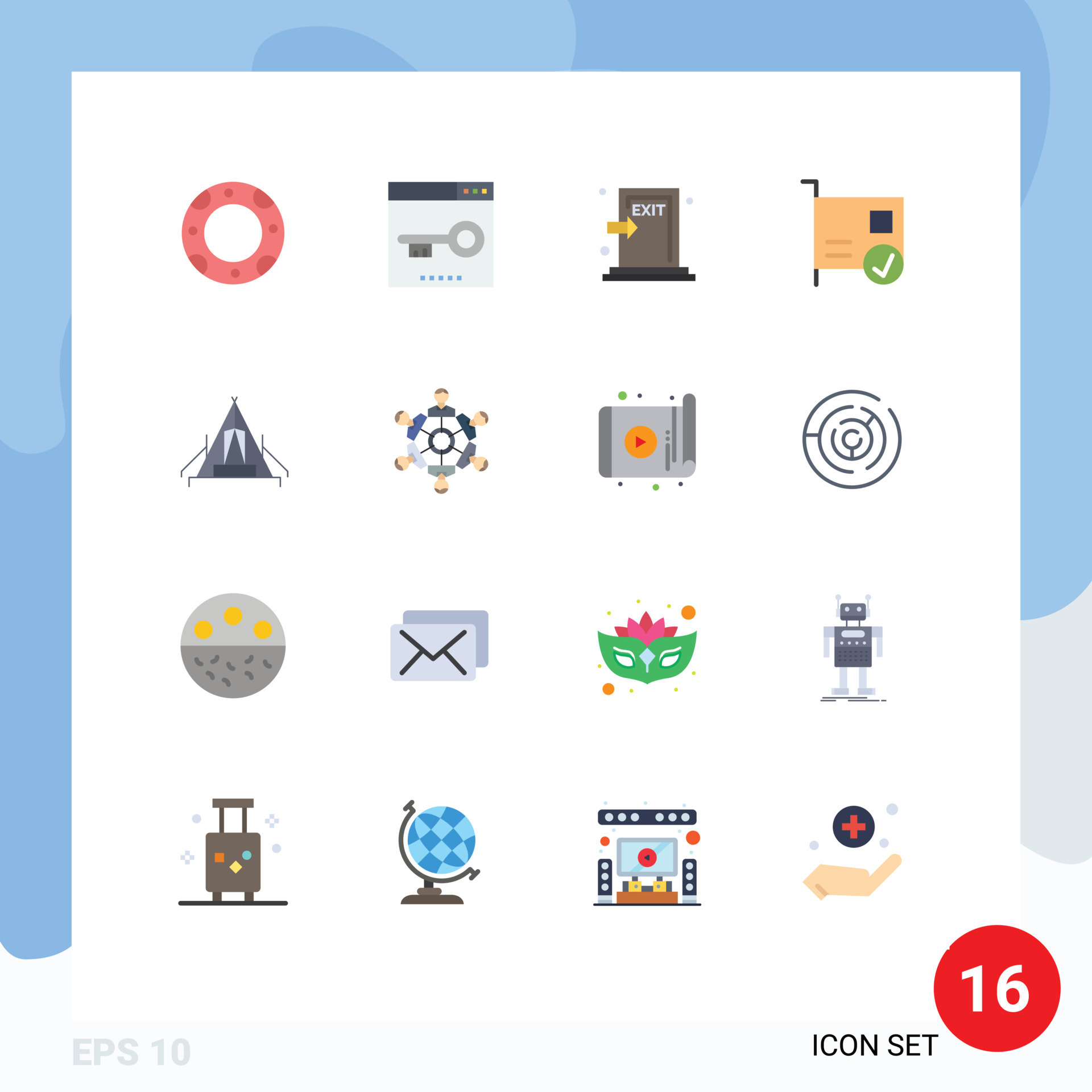 Set Of 16 Modern Ui Icons Symbols Signs For Hardware Connected Emergency Computers Exit Editable