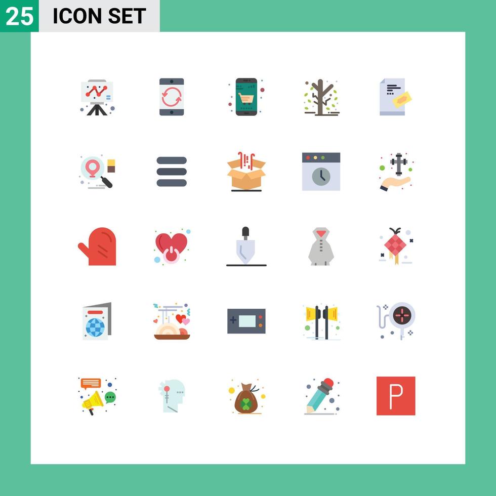 Editable Vector Line Pack Of 25 Simple Flat Colors Of Tree Garden Mobile Botanic Online Shop