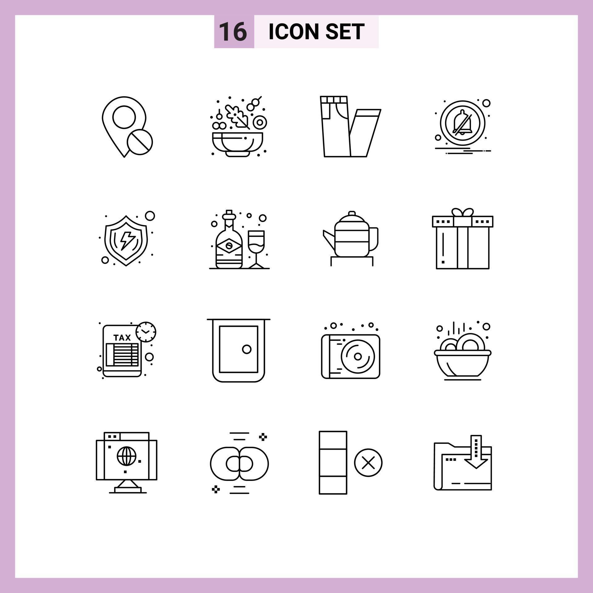 16 Universal Outlines Set For Web And Mobile Applications Shield Safe Fashion Protect