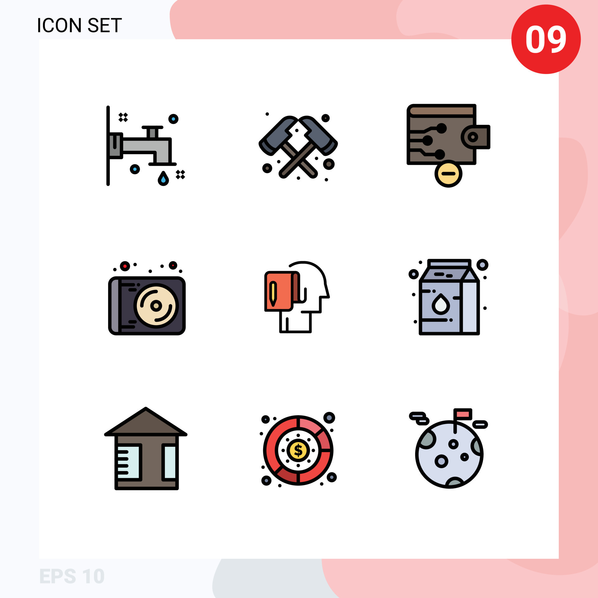 9 Creative Icons Modern Signs and Symbols of start list wallet start ...