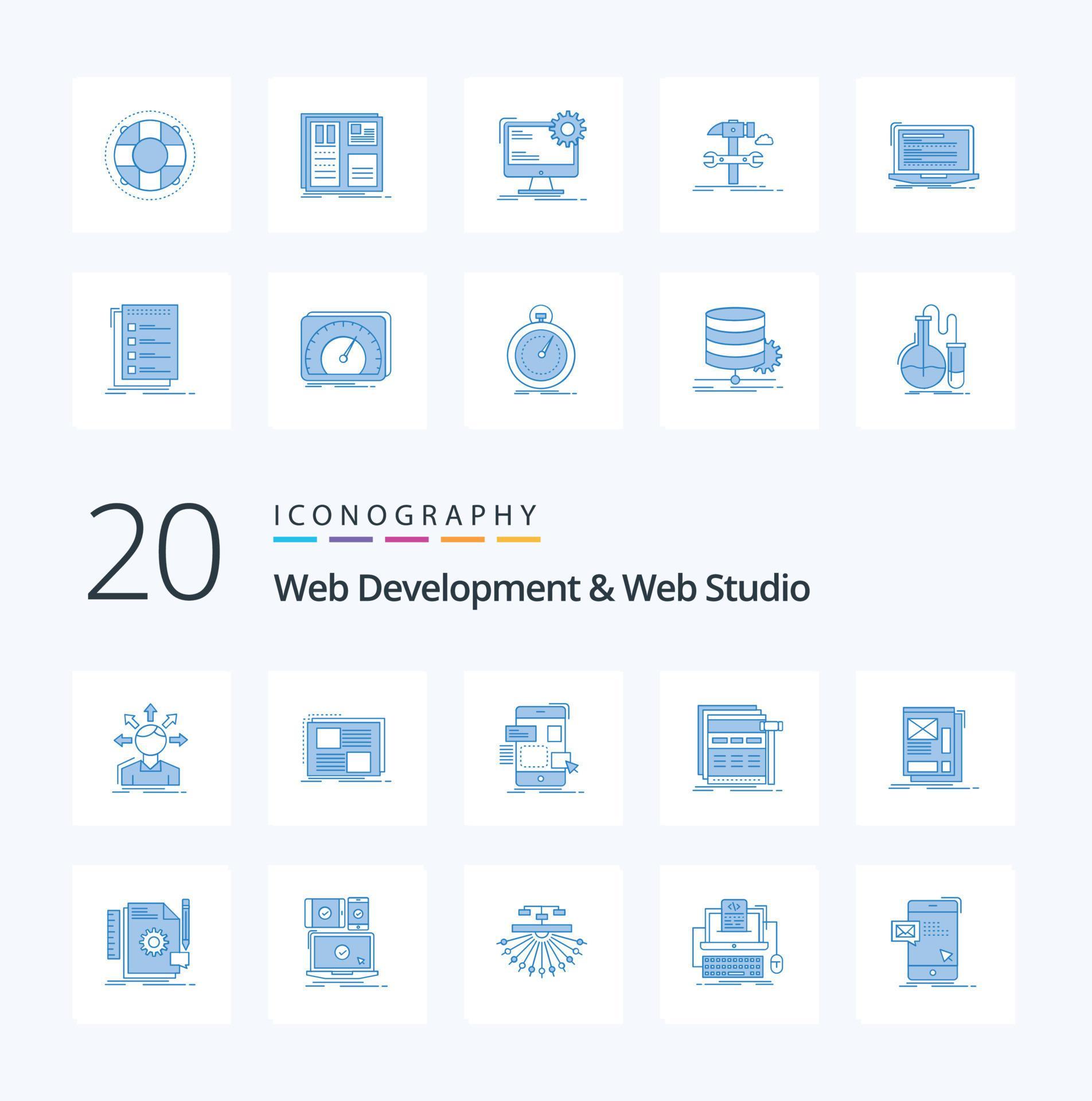 20 Web Development And Web Studio Blue Color icon Pack like page ux ...