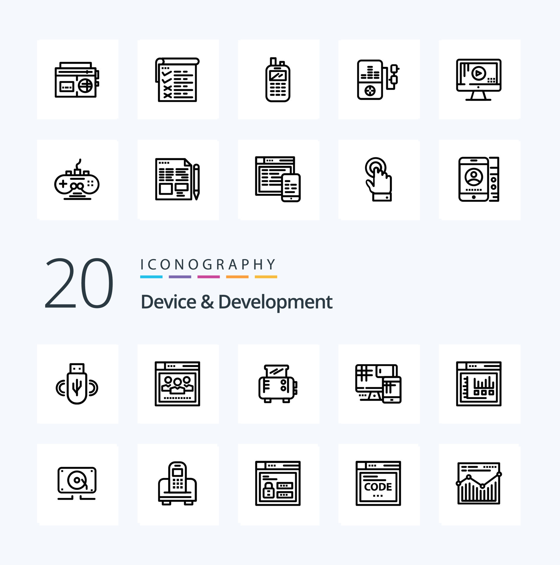 20 Device And Development Line Icon Pack Like Web Browser Toast Education Monitor 16179117