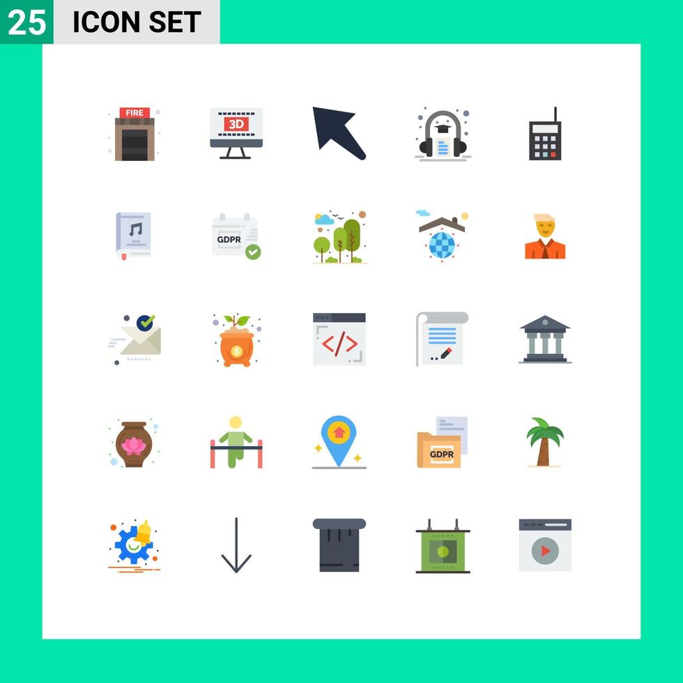 User Interface Pack Of 25 Basic Flat Colors Of Talkie Hardware Left Devices Headphone Editable