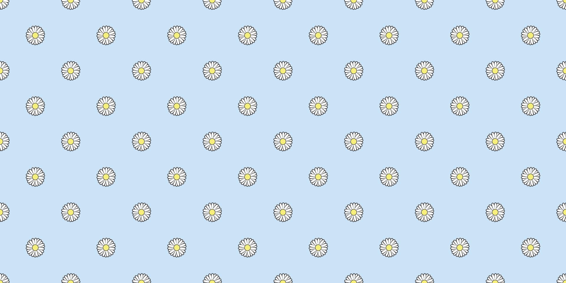 Blue floral daisy repeat pattern, flower vector background 16180202 ...