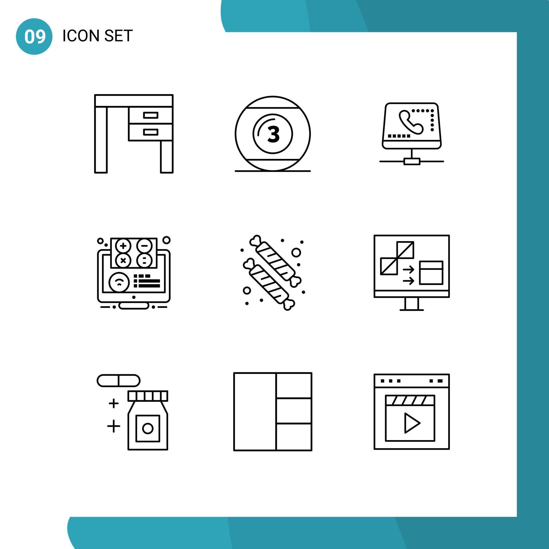 Set Of 9 Vector Outlines On Grid For Learning Elearning Play Computing Help Editable Vector