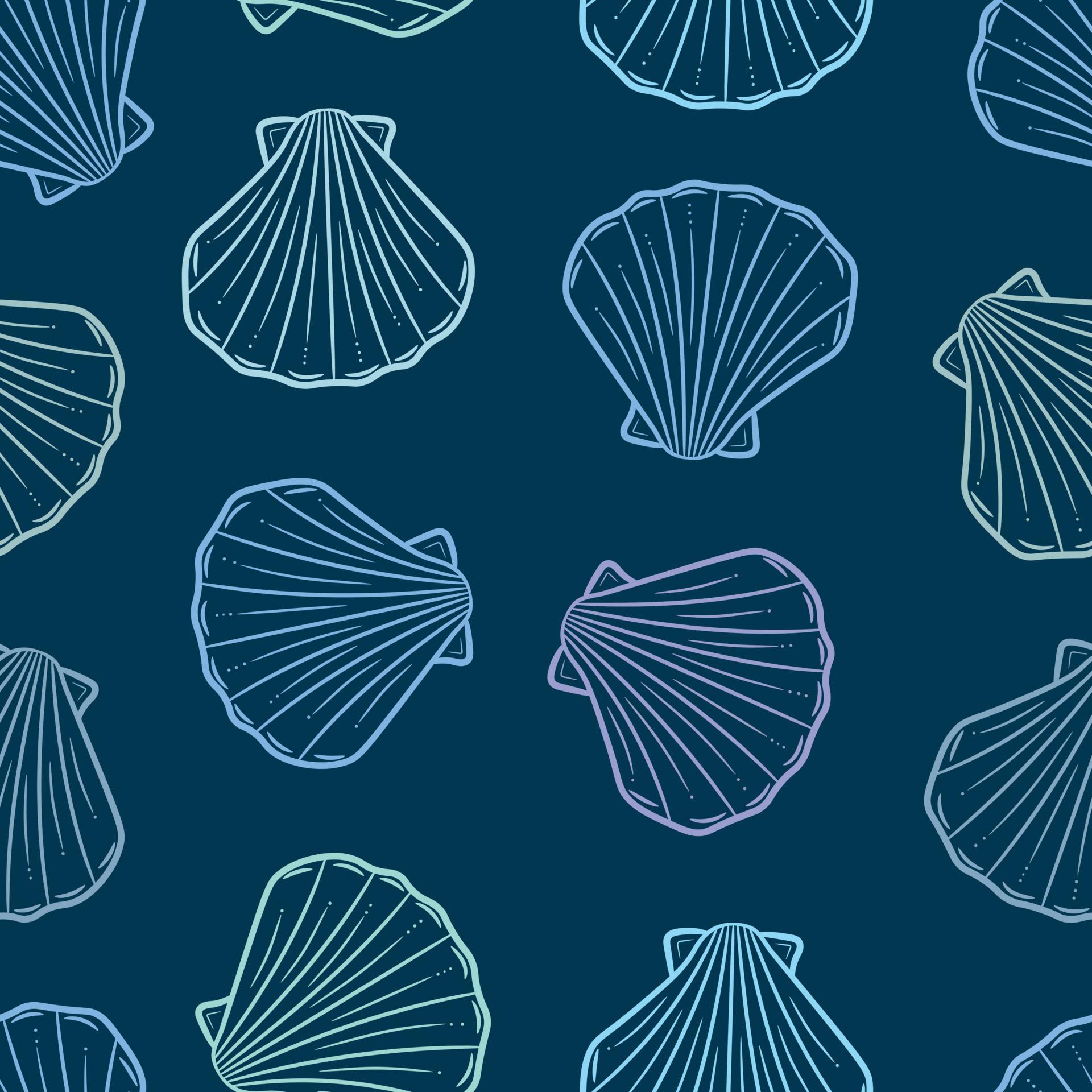 Blue seashell vector repeat pattern 16181101 Vector Art at Vecteezy