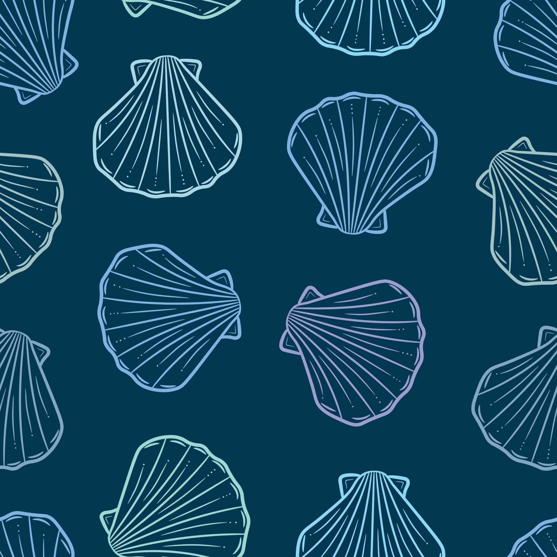 Blue seashell vector repeat pattern 16181101 Vector Art at Vecteezy