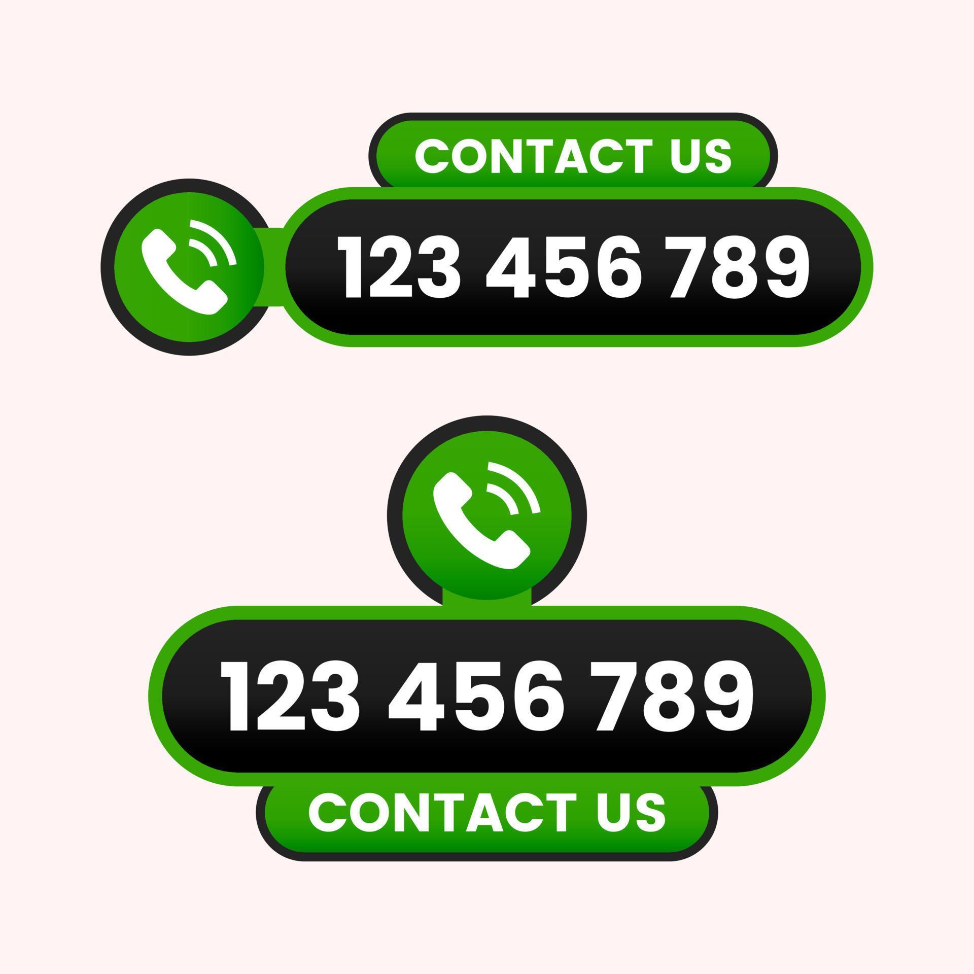 contact us button call sign with your number 16181830 Vector Art at ...
