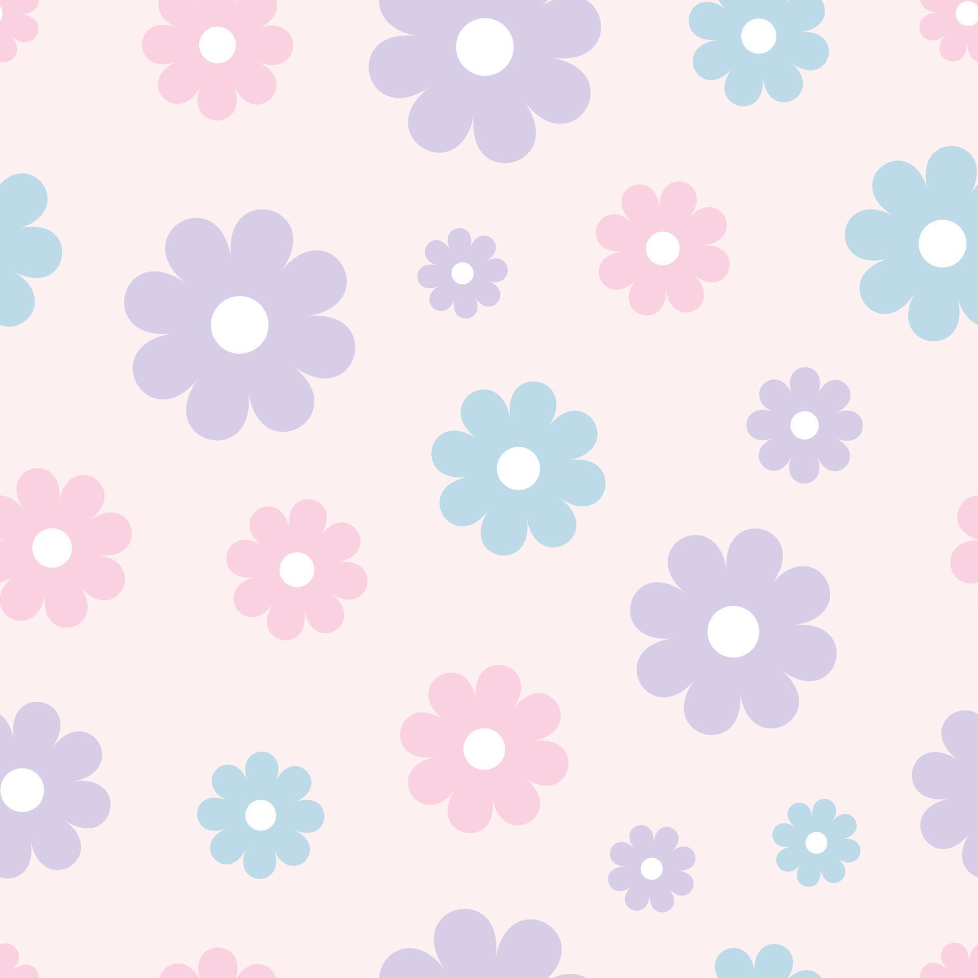 Cute pastel floral vector pattern, seamless repeat pattern design with ...