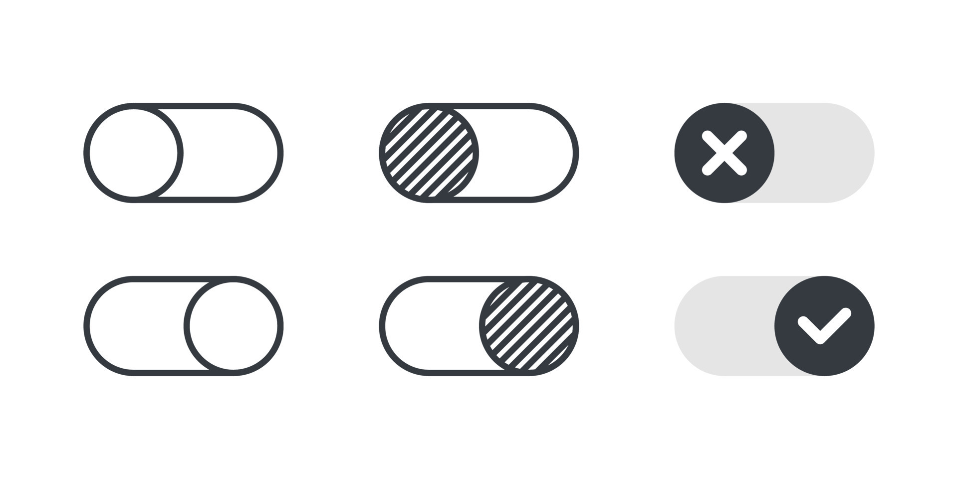 Switch Icons On And Off Toggle Switch Buttons Toggle Element For Mobile App Web Design