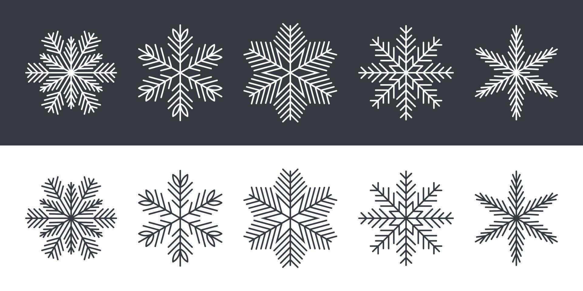 Snowflakes of different shapes. Snowflakes in a flat style. Vector ...