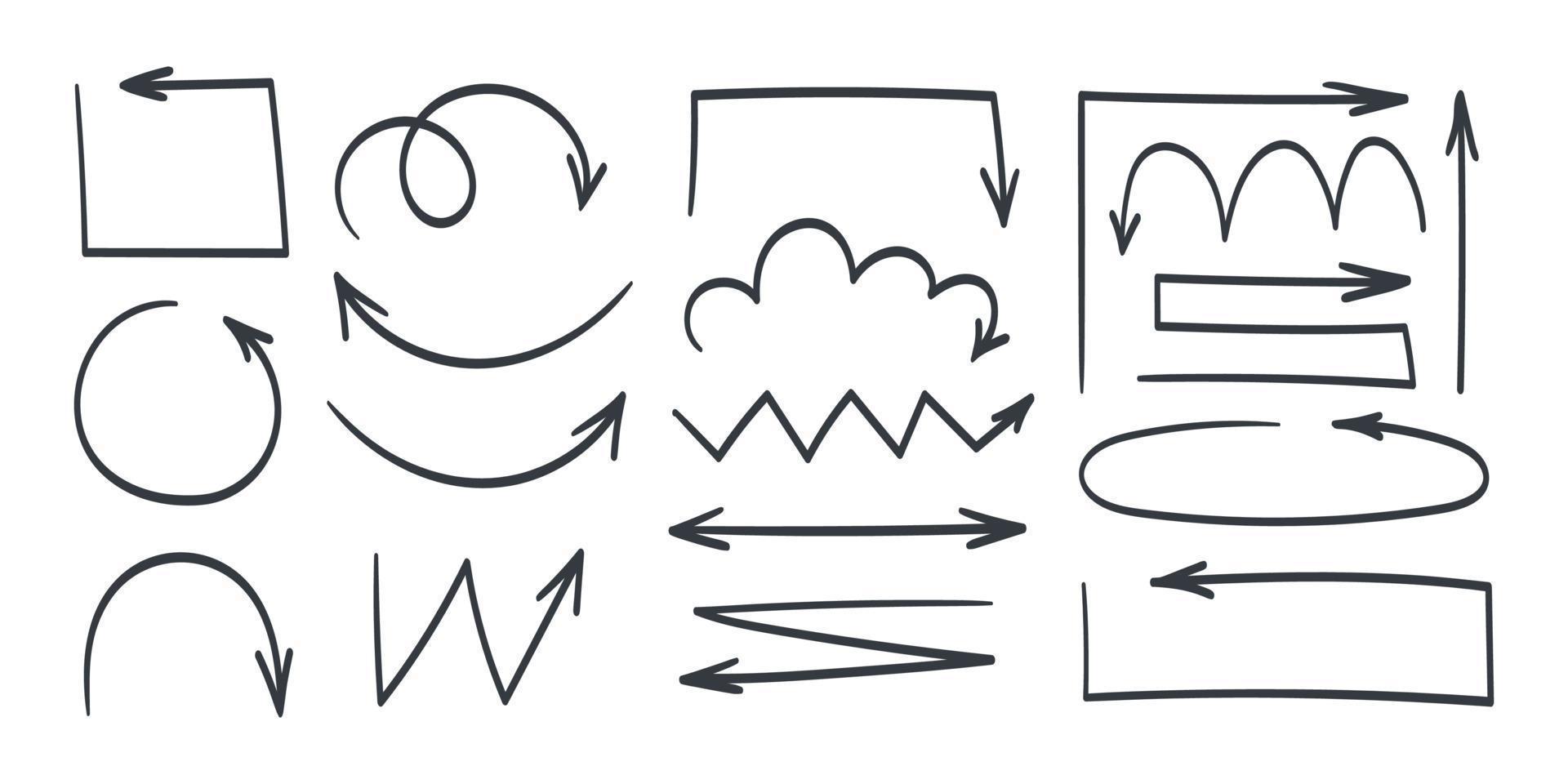 Arrows Icons Doodle Arrows Arrows Pointing In Different Directions Elements For Infographics