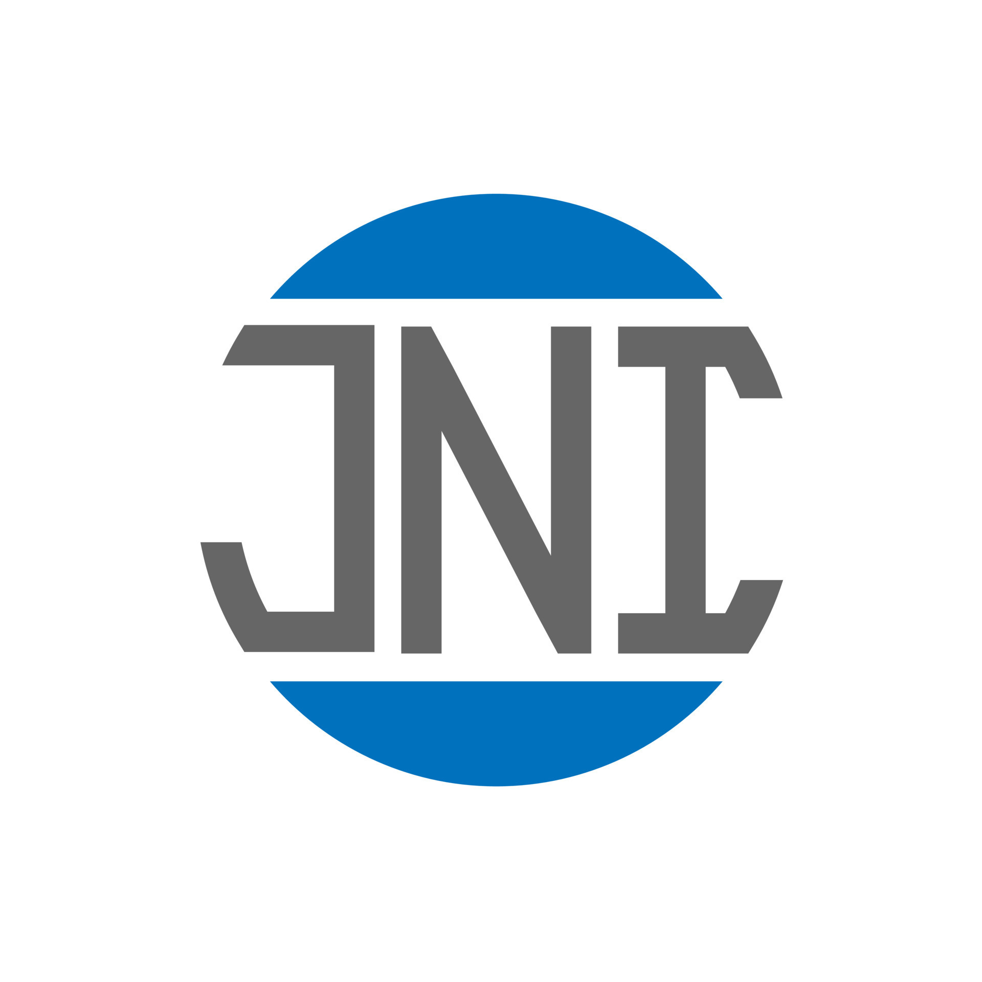 diseño de logotipo de letra jni sobre fondo blanco. concepto de logotipo de círculo de iniciales ...