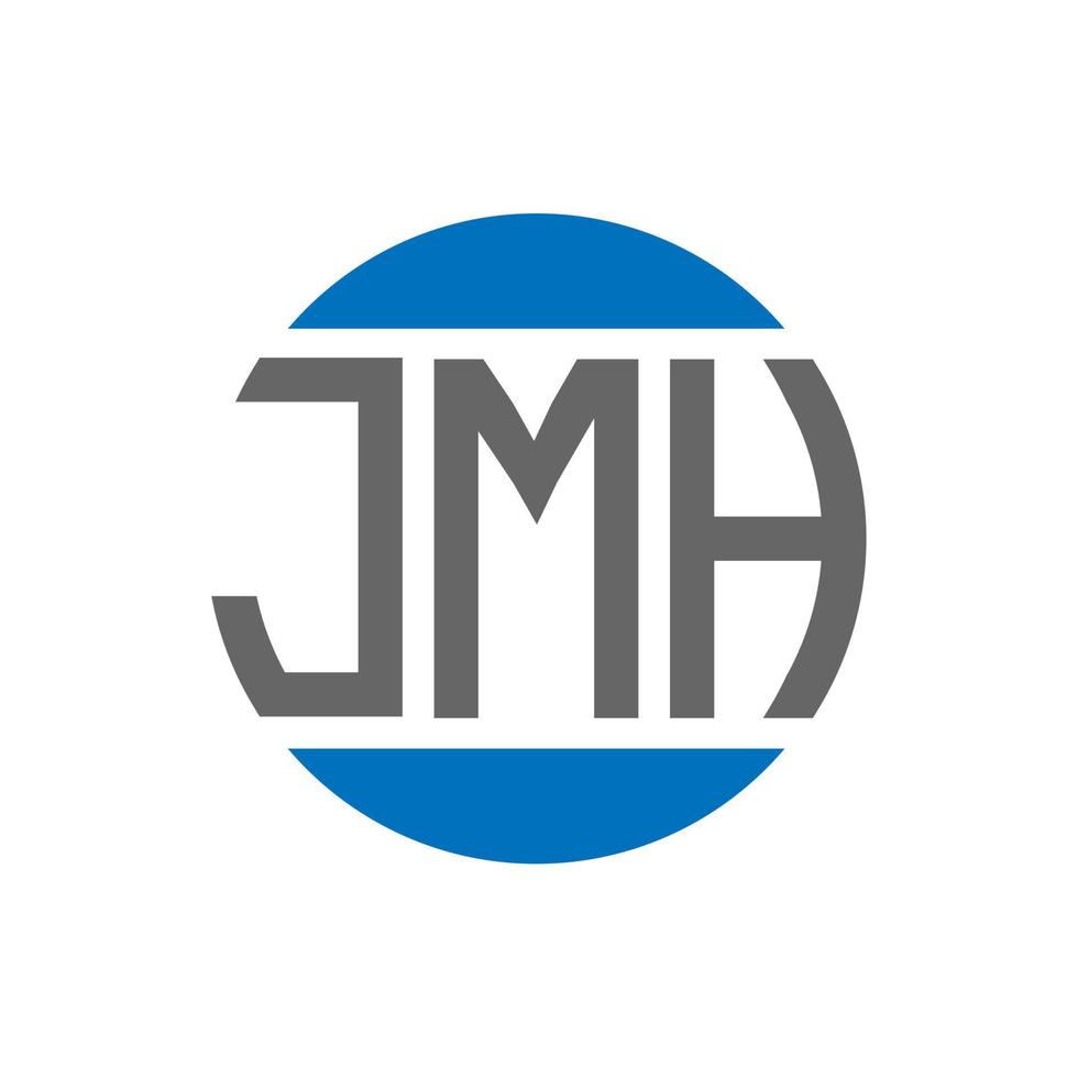 diseño de logotipo de letra jmh sobre fondo blanco. concepto de logotipo de círculo de iniciales ...
