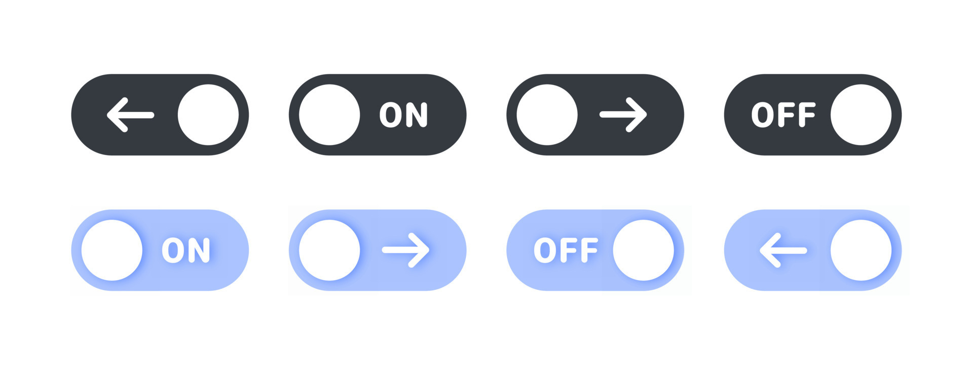 Toggle Icons Switches With Different Signs Toggle Element For Mobile App Web Design