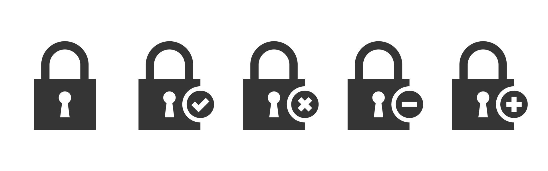 Lock Icon Collection Locked And Unlocked Functional Icons Padlocks With Buttons Vector Icons