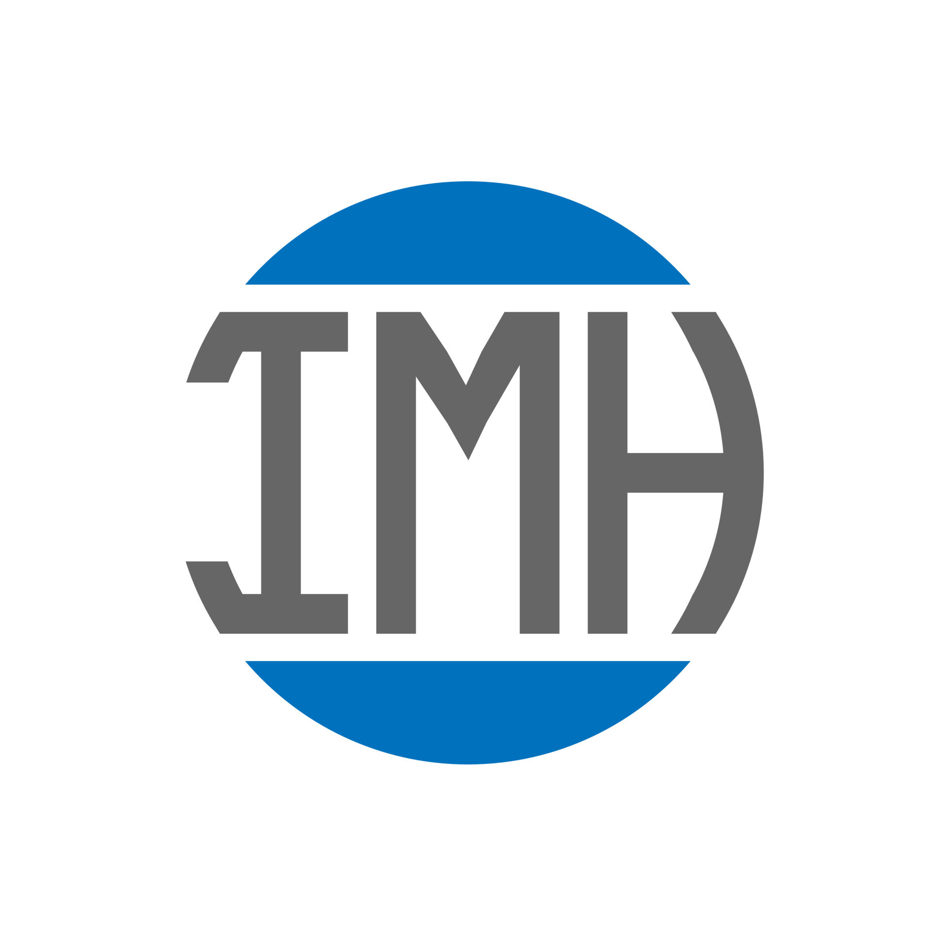 diseño del logotipo de la letra imh sobre fondo blanco. concepto de logotipo de círculo de ...