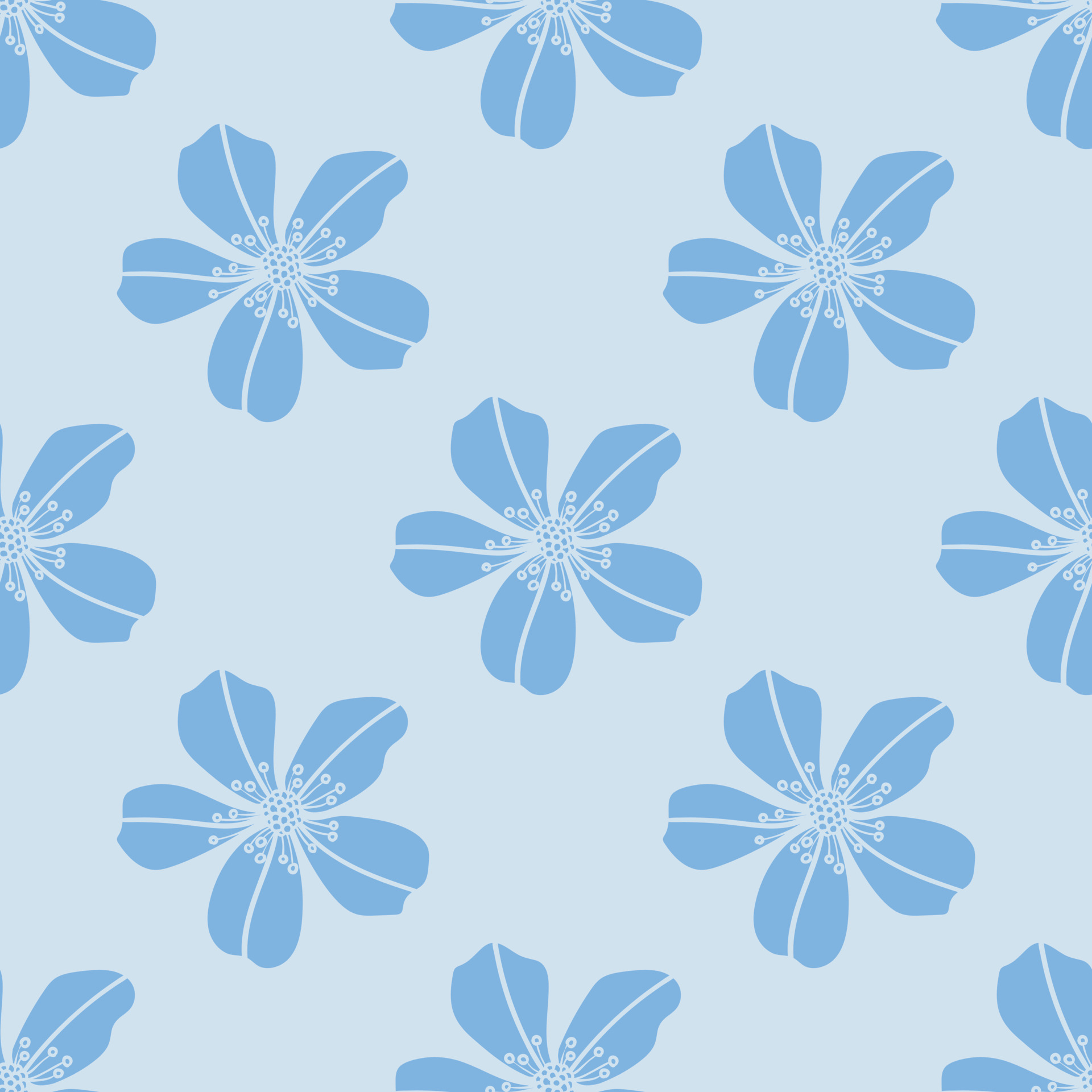 Blue floral pattern, vector repeat with flowers 16186133 Vector Art at ...