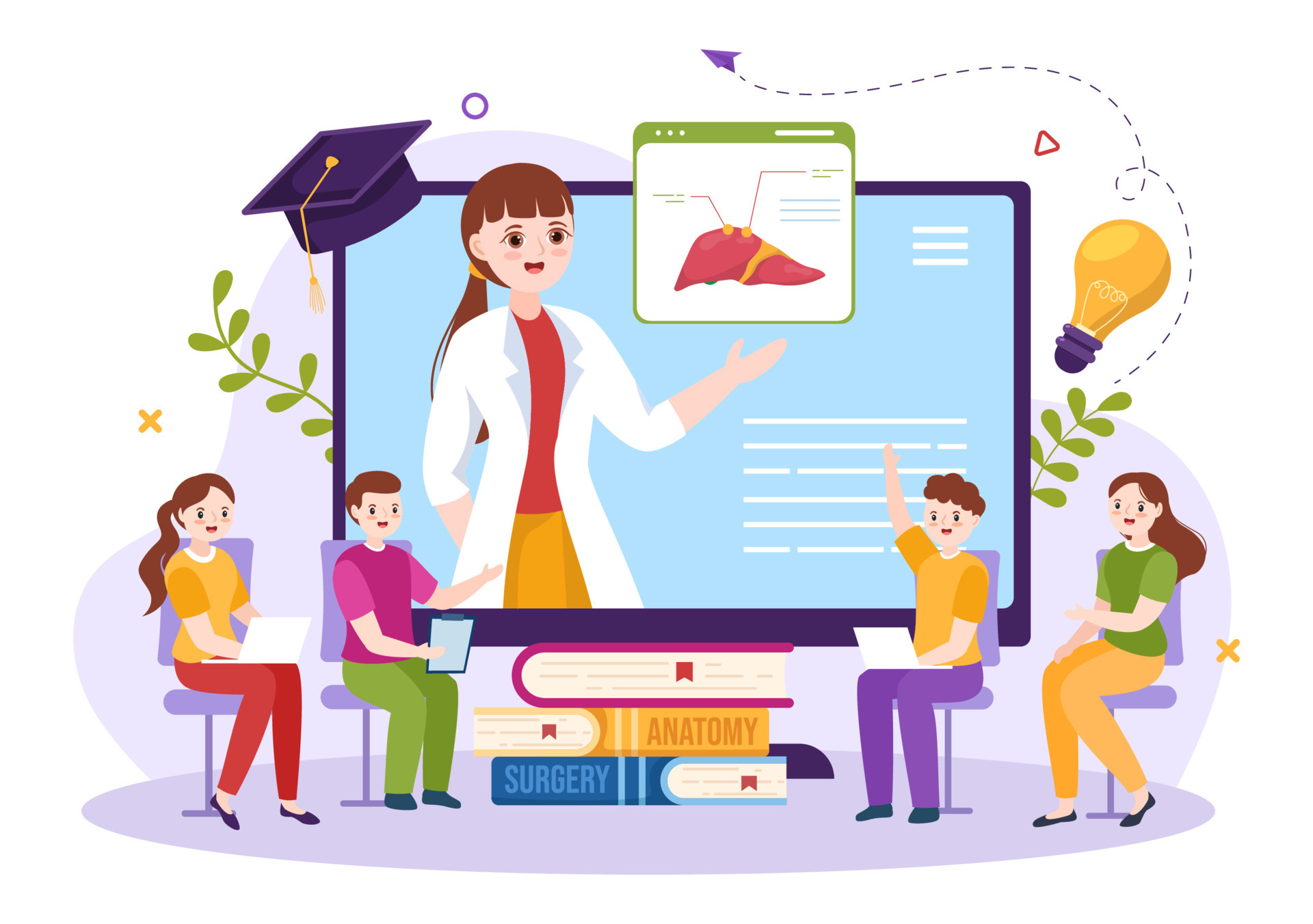 Medical School with Students Listening to Doctor Lecture and Learning ... Medical School with Students Listening to Doctor Lecture and Learning ...