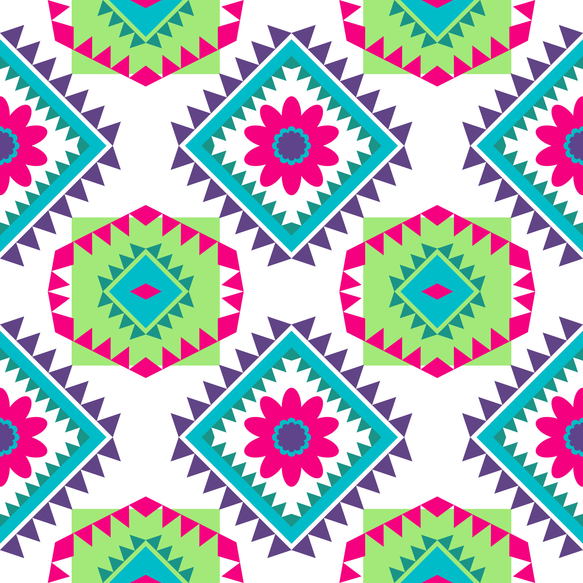 Geometric Ethnic Pattern With Square Triangle Diagonal Abstract Ornament Design For Clothing